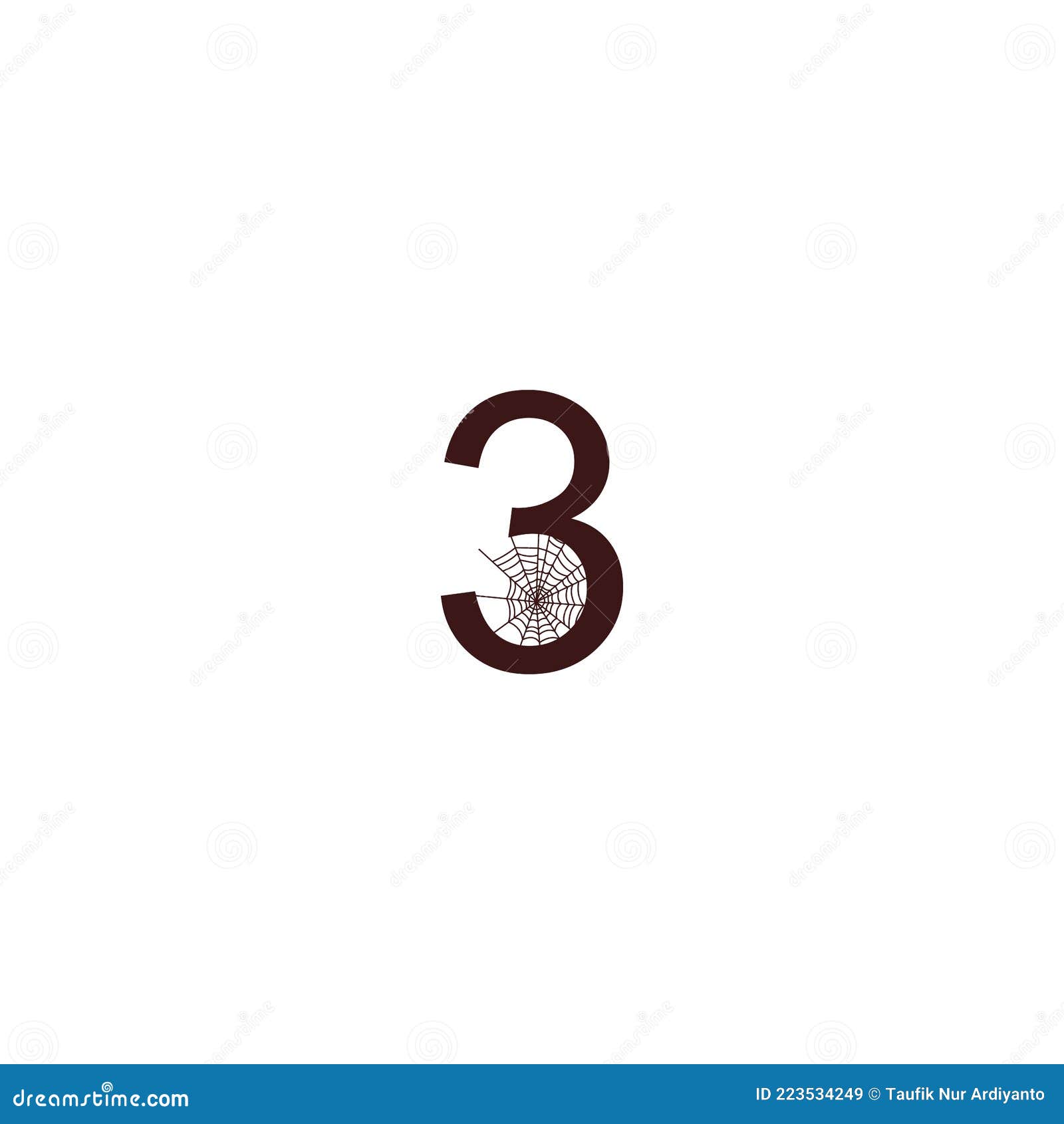 Number 3 with Spider Web Icon Design Template Vector Stock Vector ...