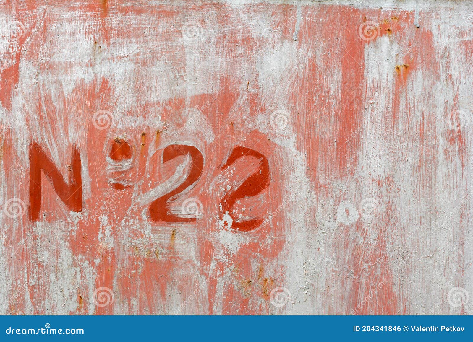 Number 22 Sprayed on Wall Graffiti Red on Red and Grey Rust Texture ...