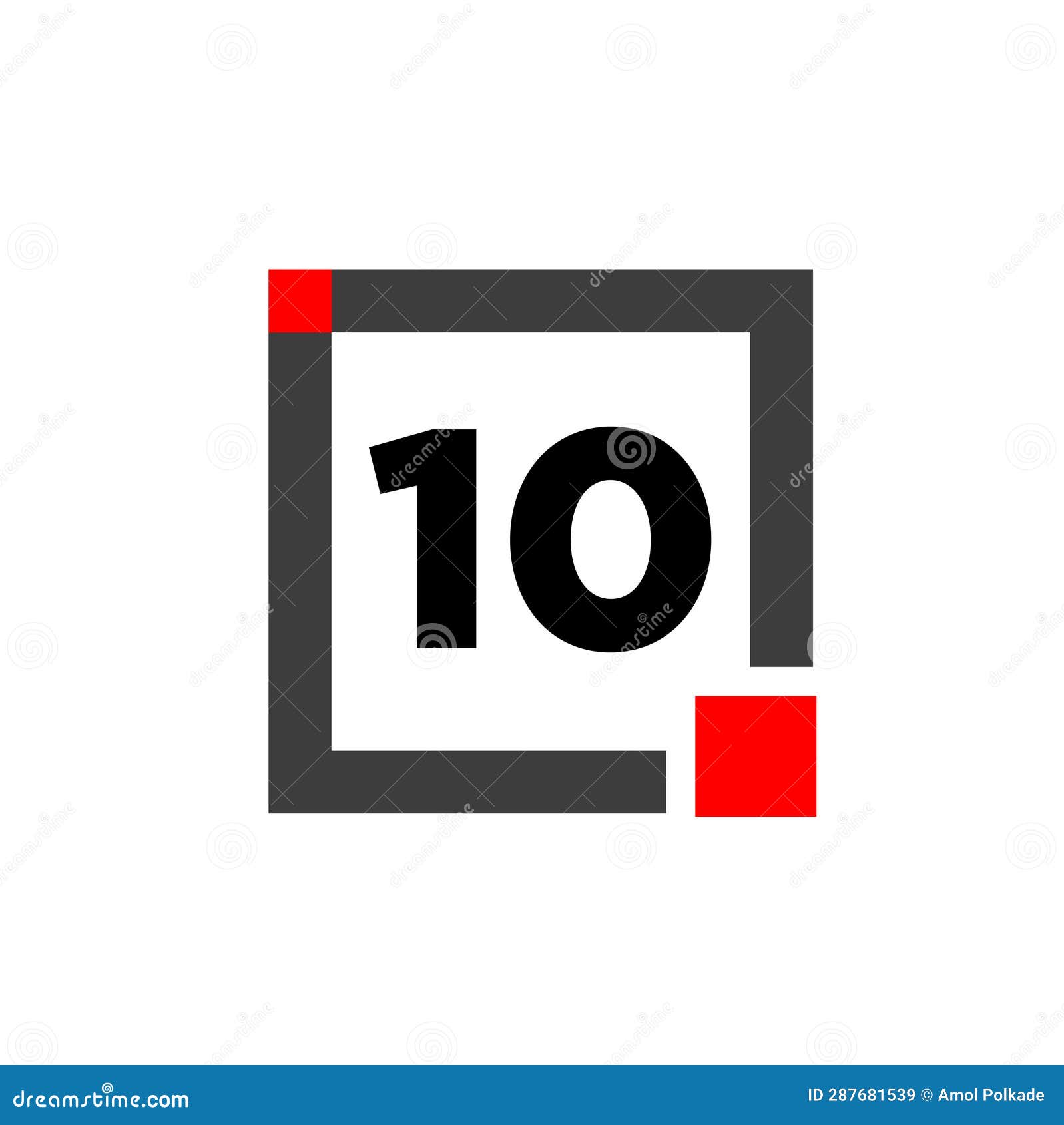 10 Number with Square Box Icon. 10 Box Monogram Stock Vector ...