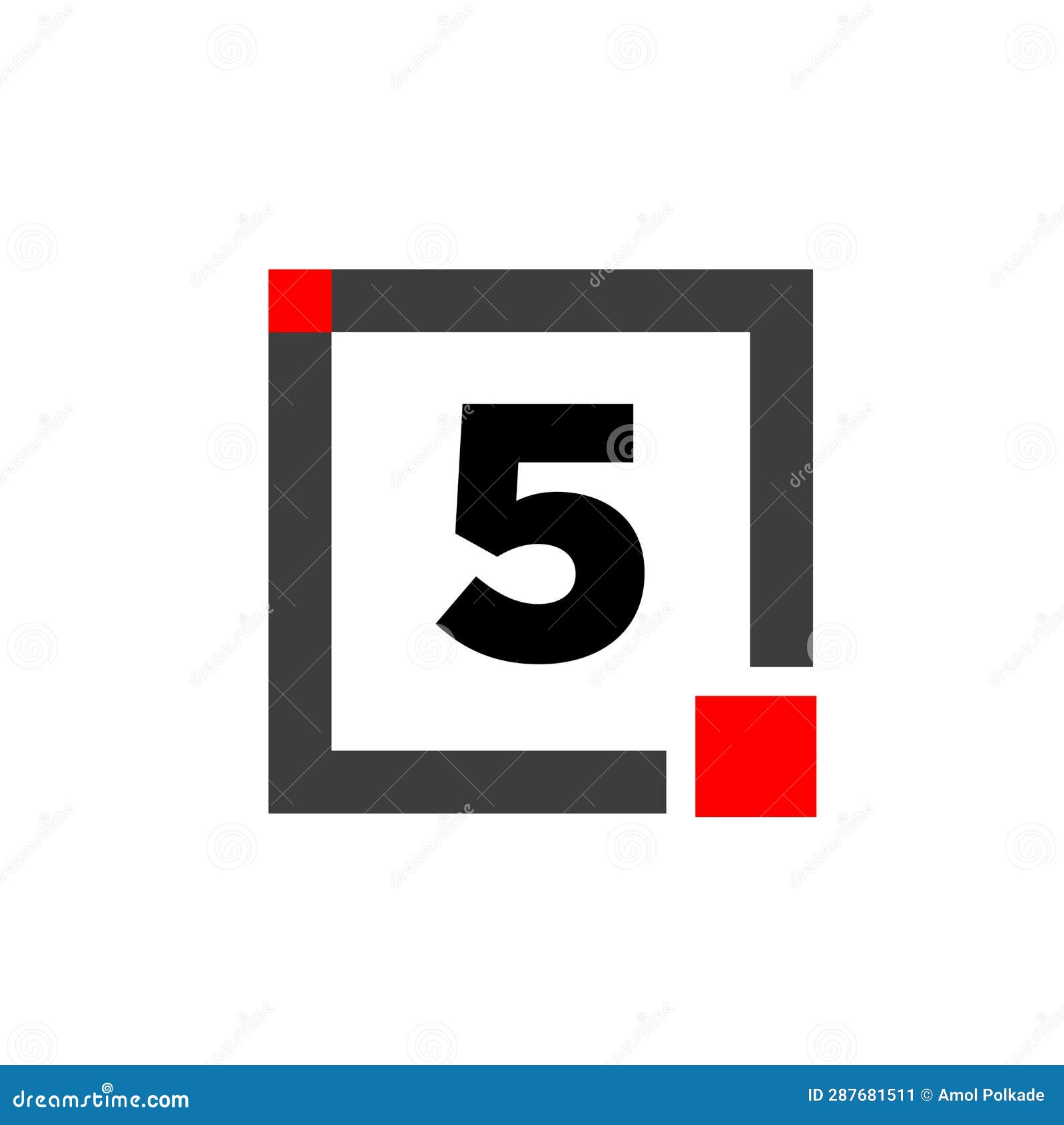 5 Number with Square Box Icon. 5 Box Monogram Stock Vector ...