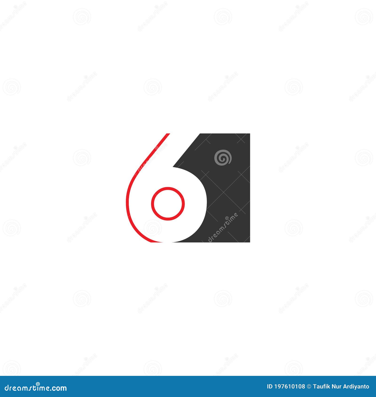 Number 6 on square design stock vector. Illustration of design - 197610108