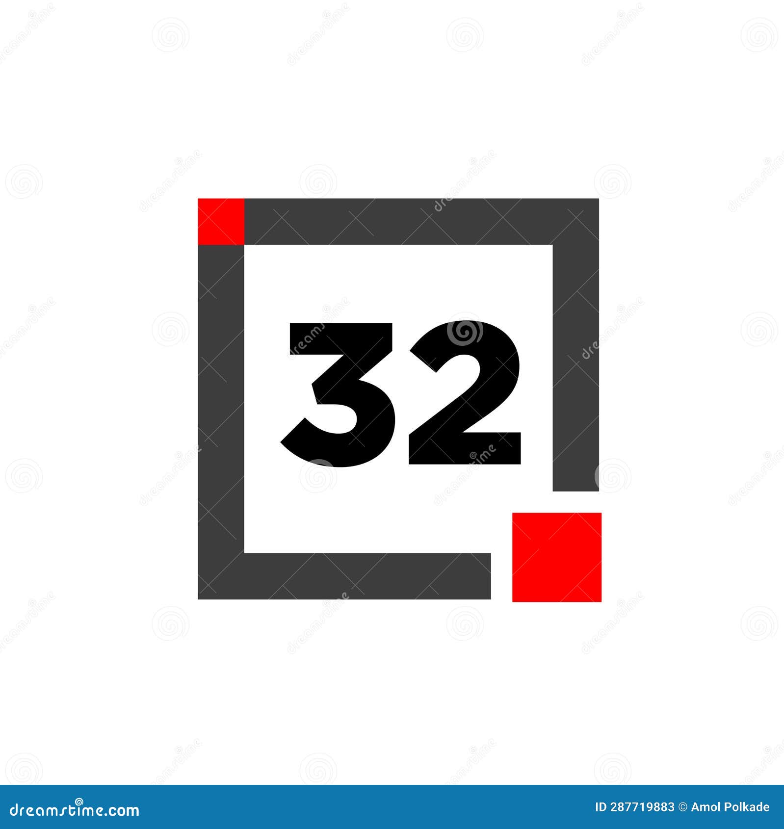 32 Number with Square Icon. 32 Dot Monogram Stock Illustration ...
