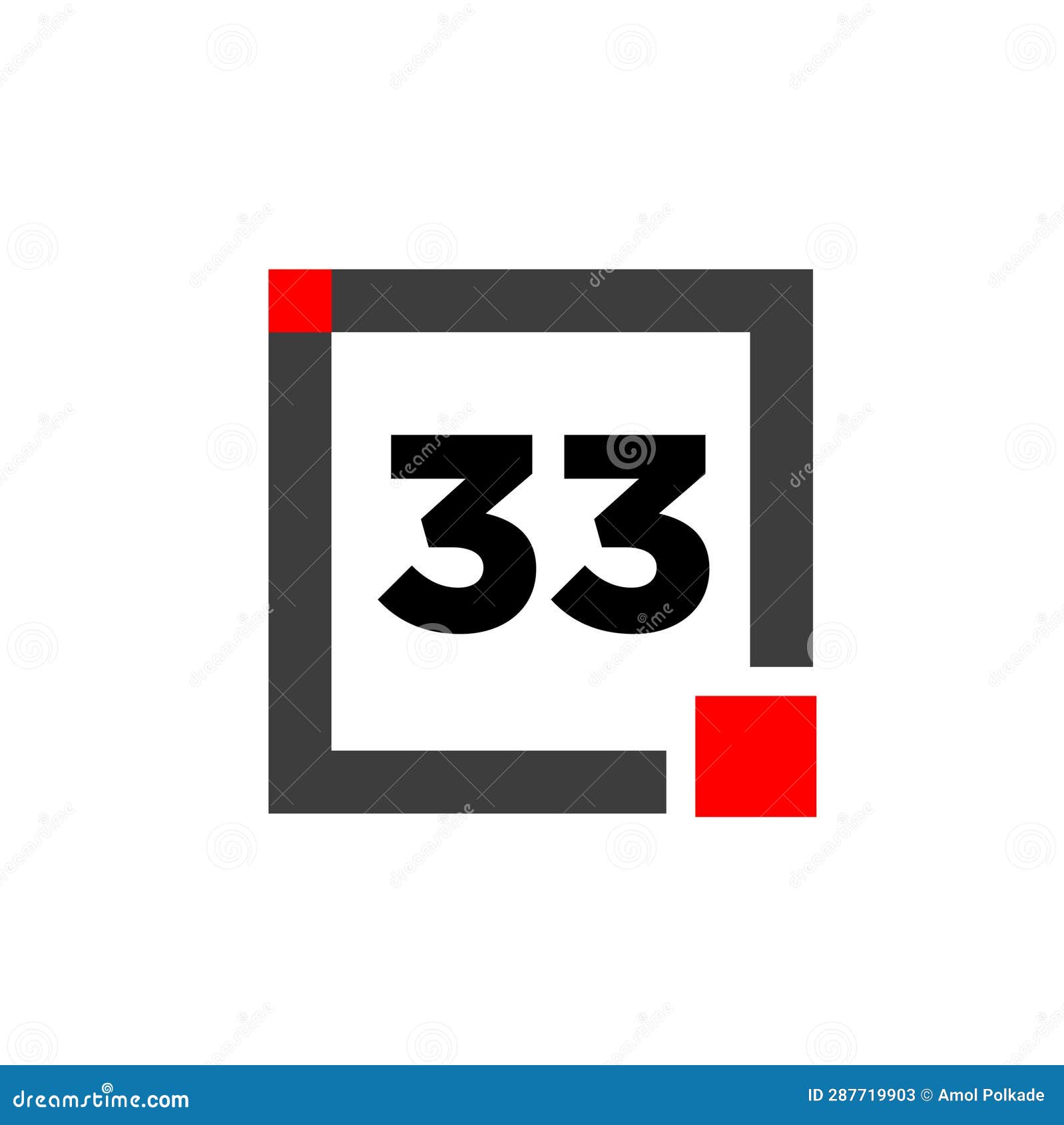 33 Number with Square Icon. 33 Dot Monogram Stock Illustration ...