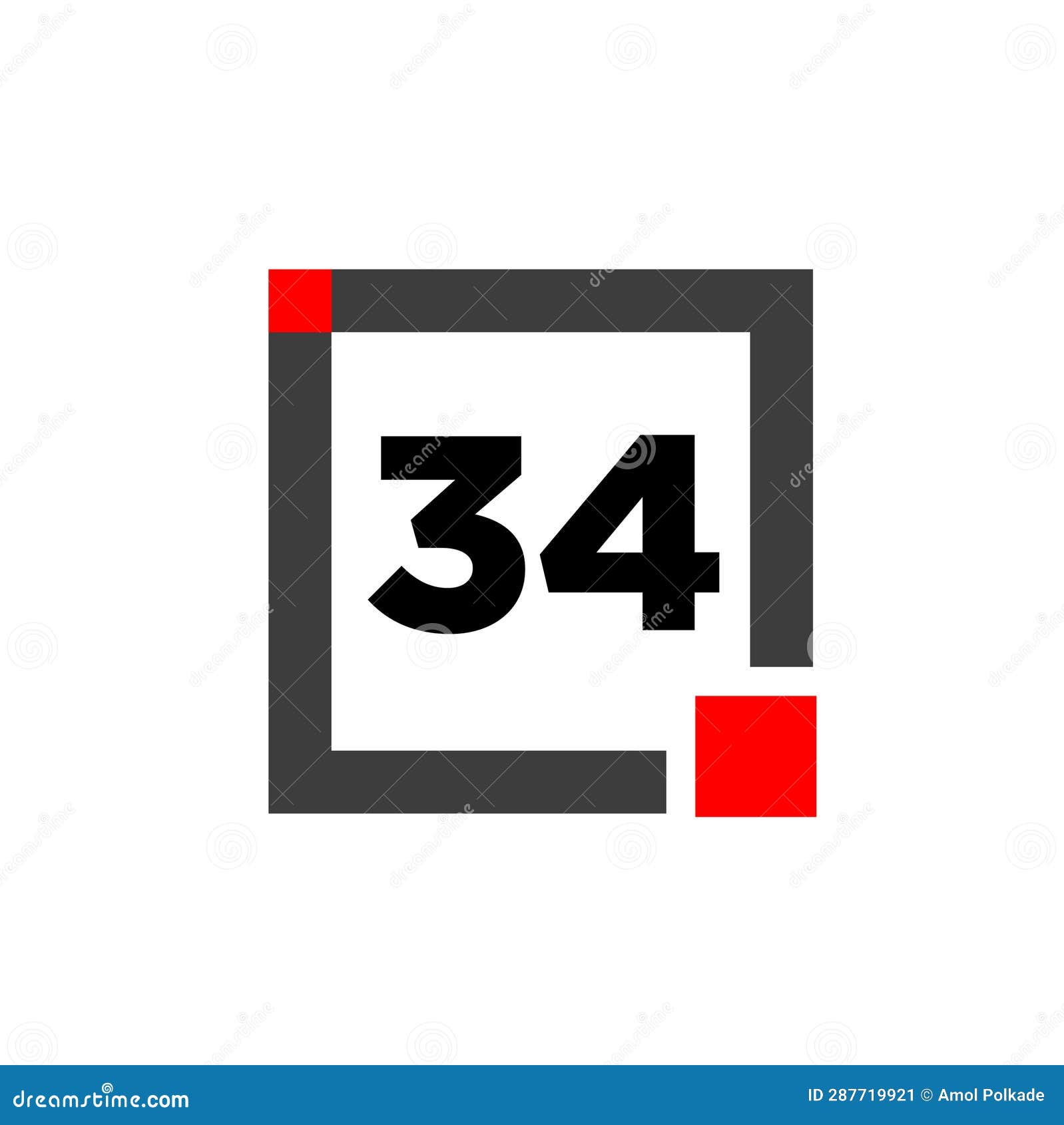 34 Number with Square Icon. 34 Dot Monogram Stock Vector - Illustration ...