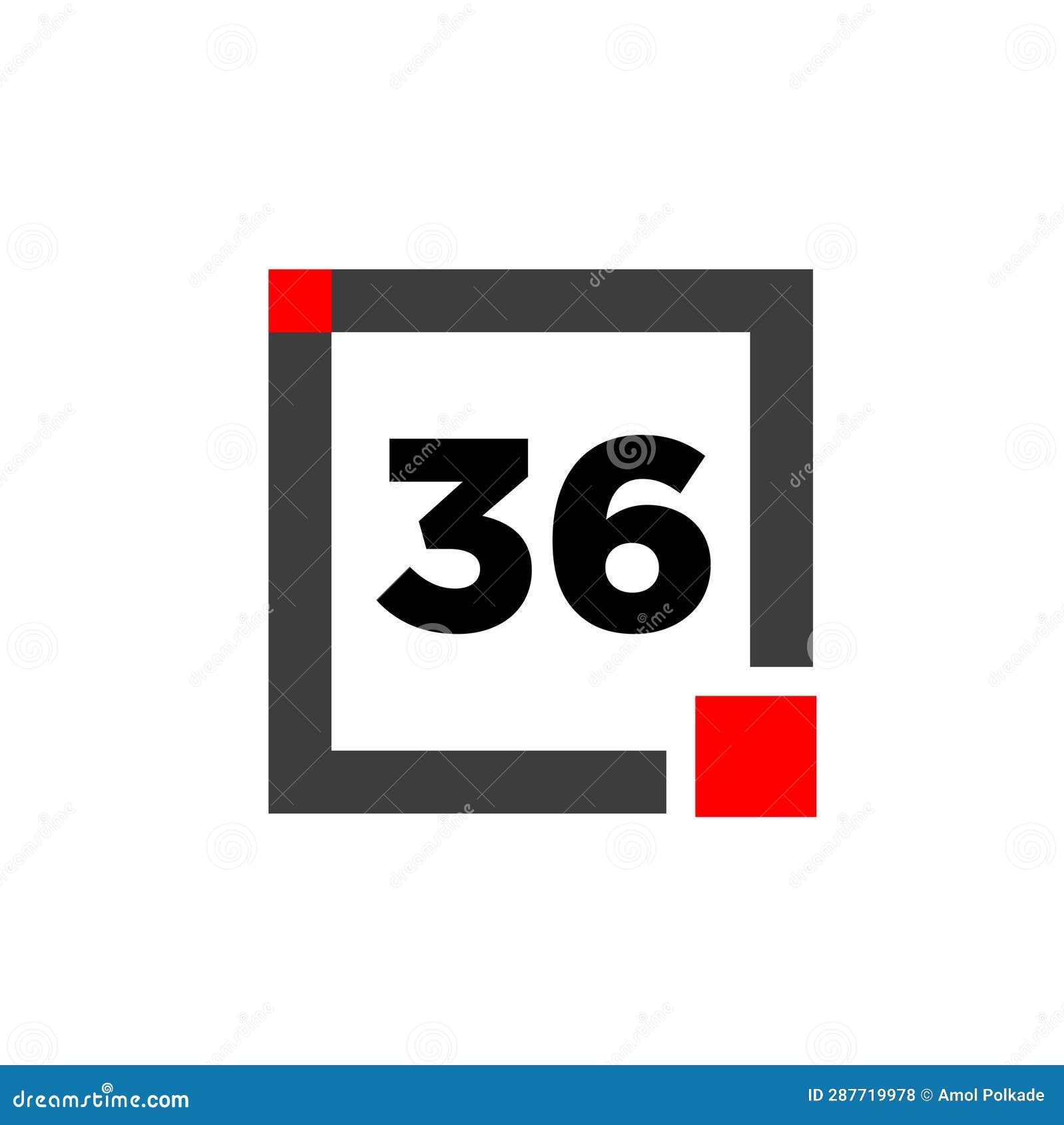 36 Number with Square Icon. 36 Dot Monogram Stock Vector - Illustration ...
