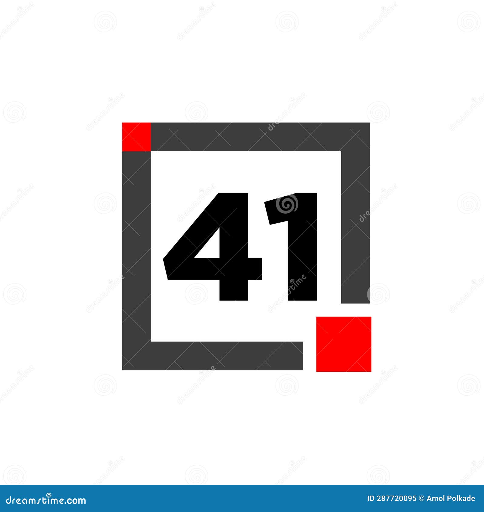 41 Number with Square Icon. 41 Dot Monogram Stock Vector - Illustration ...