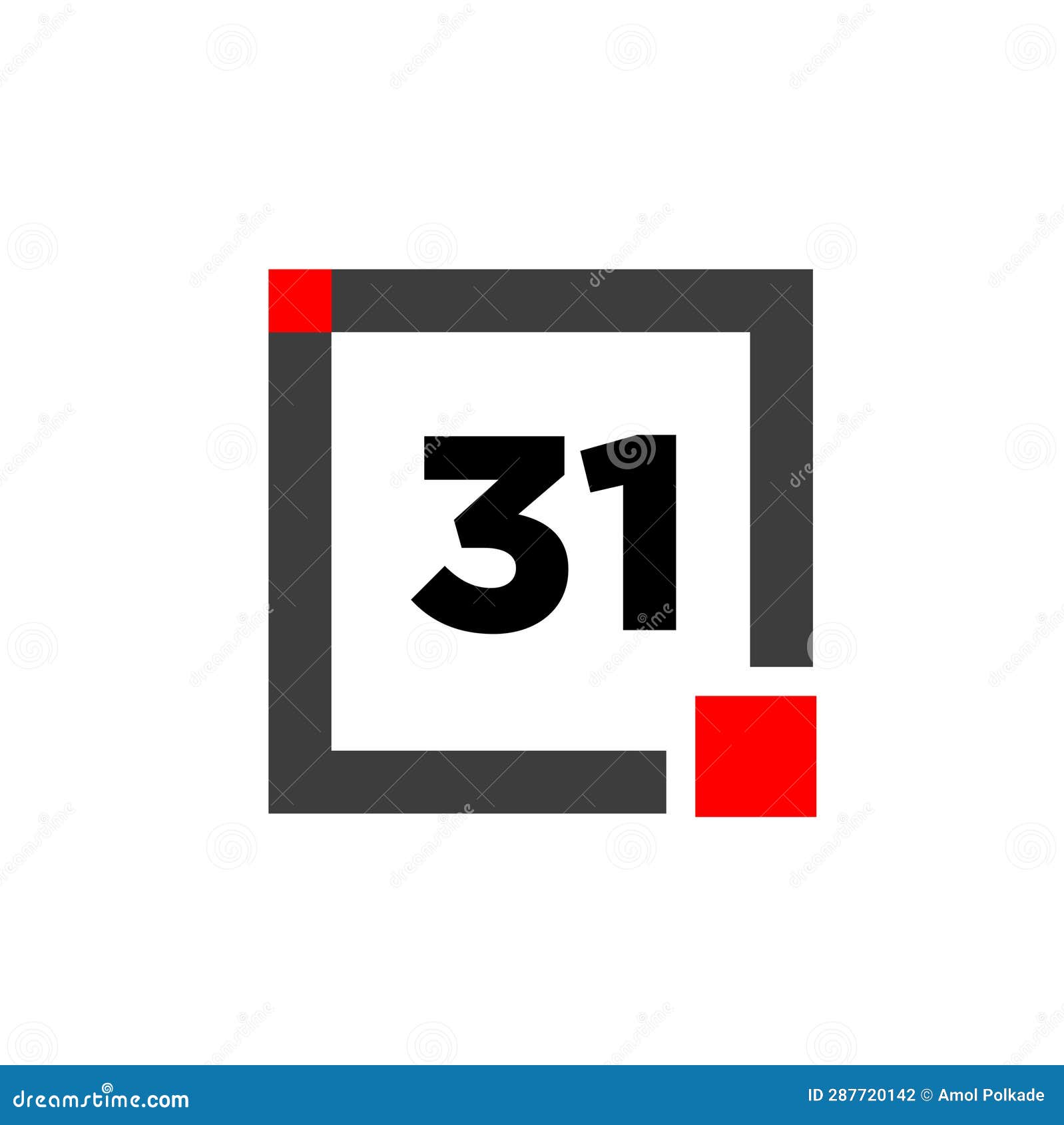 31 Number with Square Icon. 31 Dot Monogram Stock Vector - Illustration ...