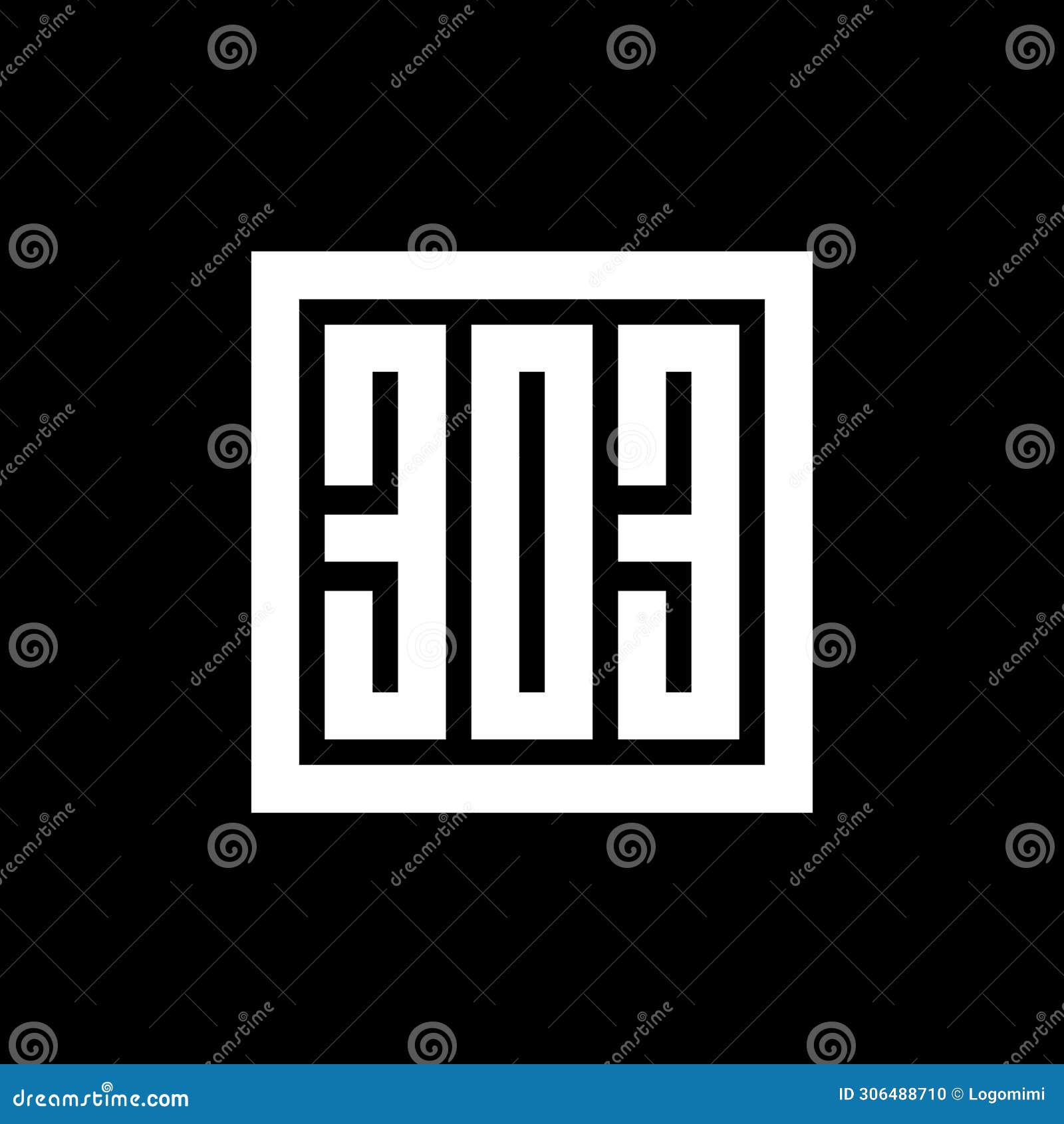 Number 303 Square Logo Design Template, Rectangle Monogram Logo Stock ...