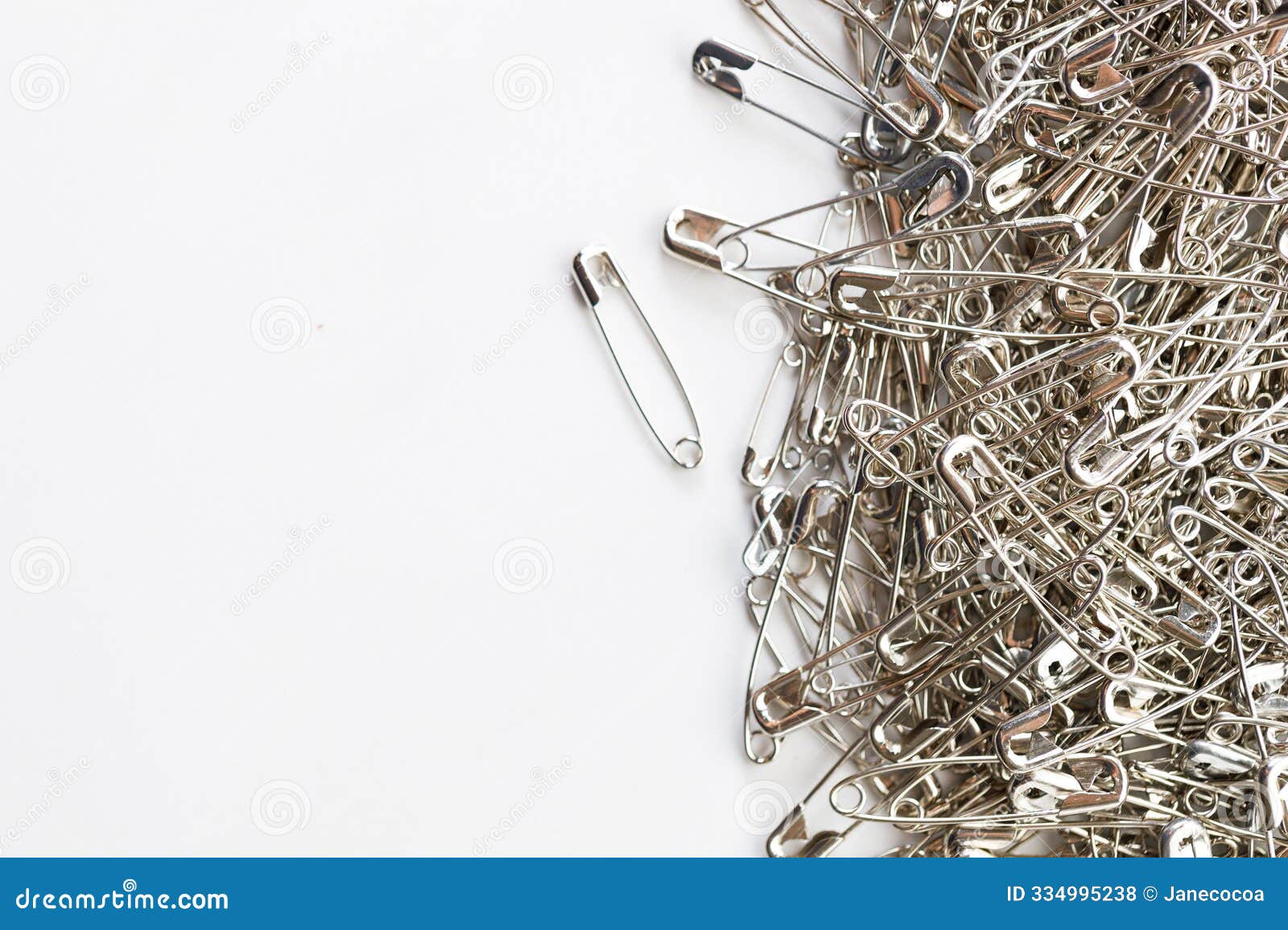 A Number of Stainless Safety Pins on White Background Stock Photo ...
