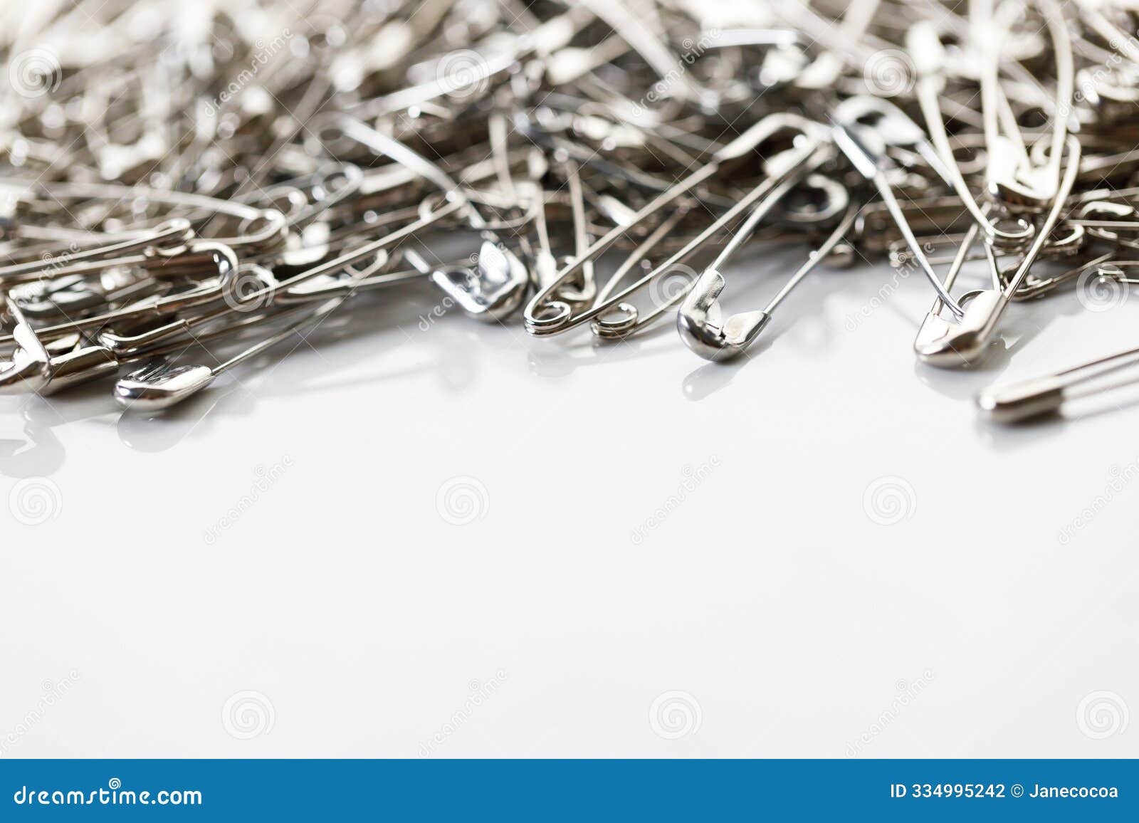 A Number of Stainless Safety Pins on White Background Stock Photo ...