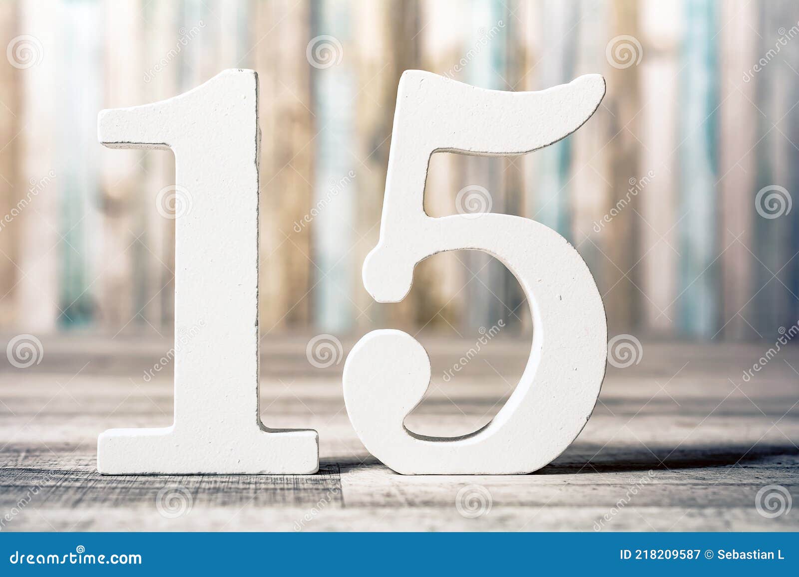 Number 15 Standing on a Gray Wooden Board Stock Image - Image of ...