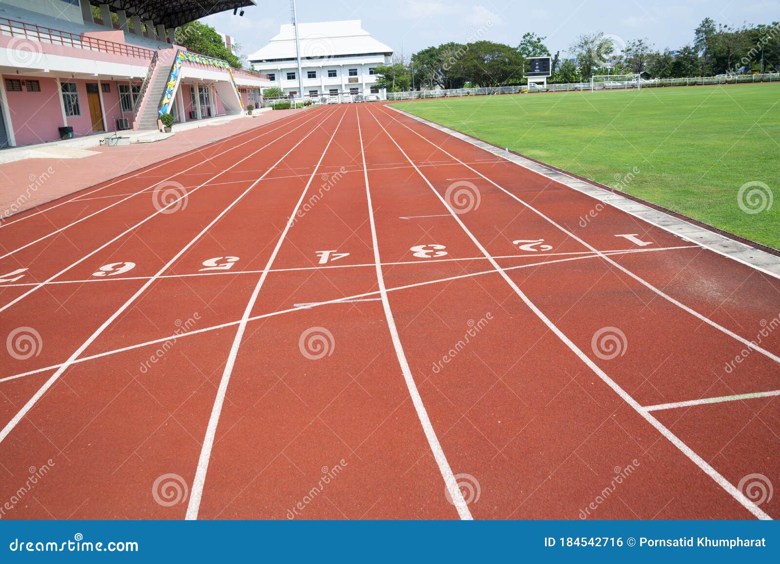 Number Start or Finish Position on Running Track in Stadium Stock Photo ...