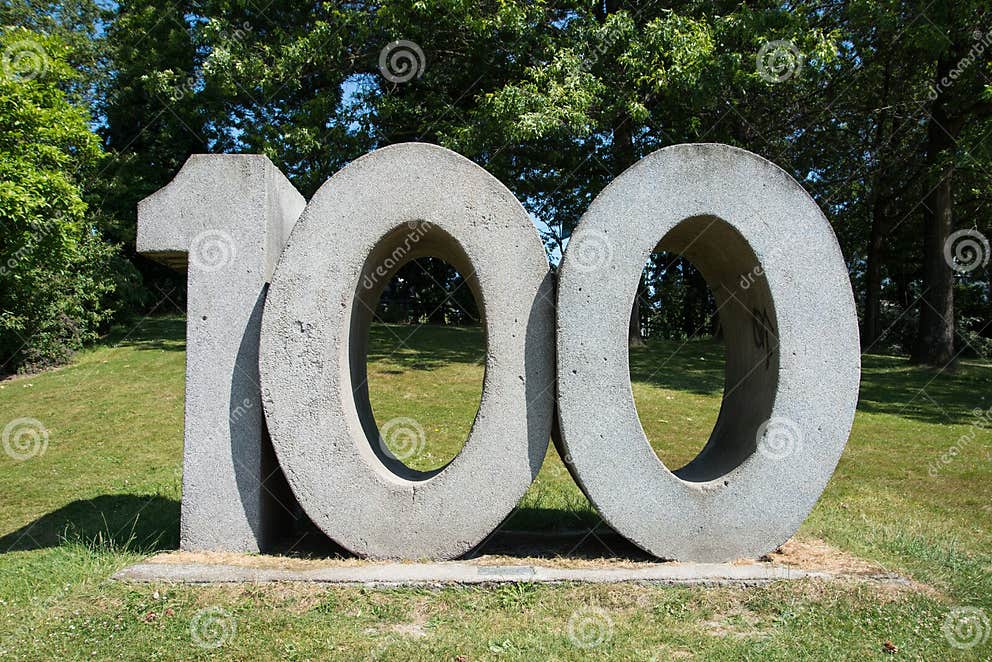 The Number 100 stock image. Image of sculpture, concrete - 56043231