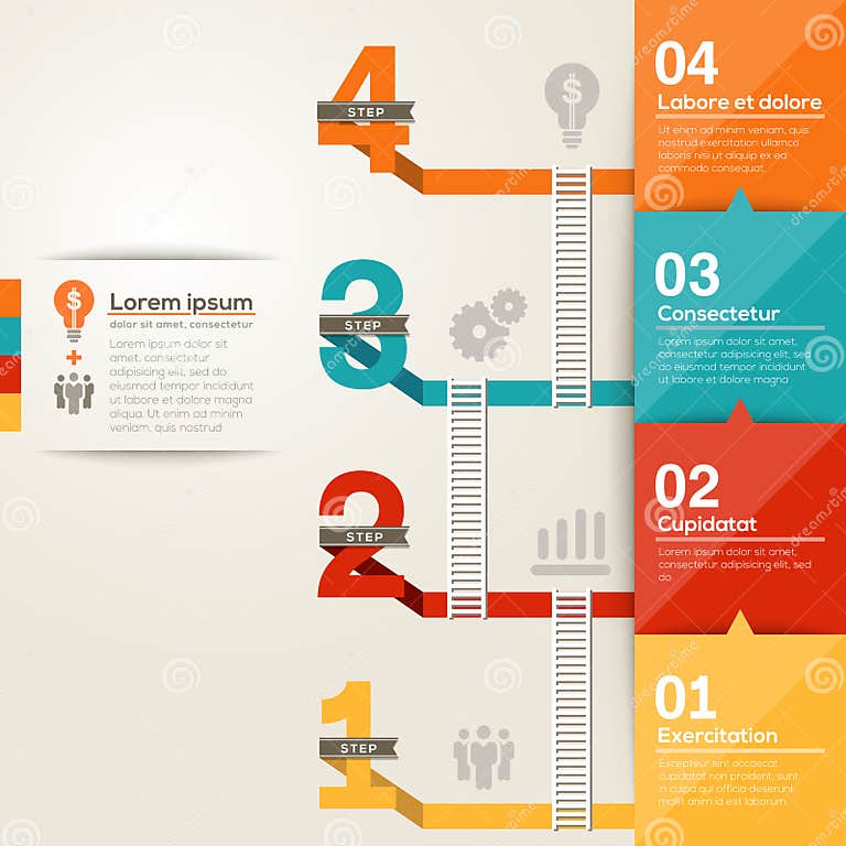 Number 1234 Step Ladder To Success with Flat Design Layout Stock Vector ...