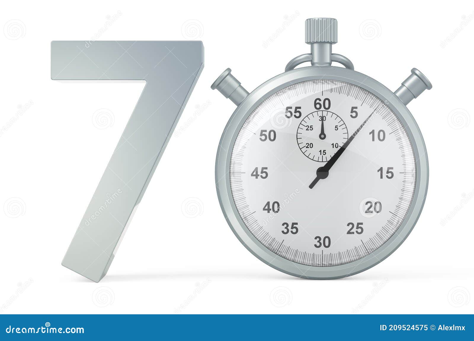 70 Number with Stopwatch. 3D Rendering Stock Illustration ...