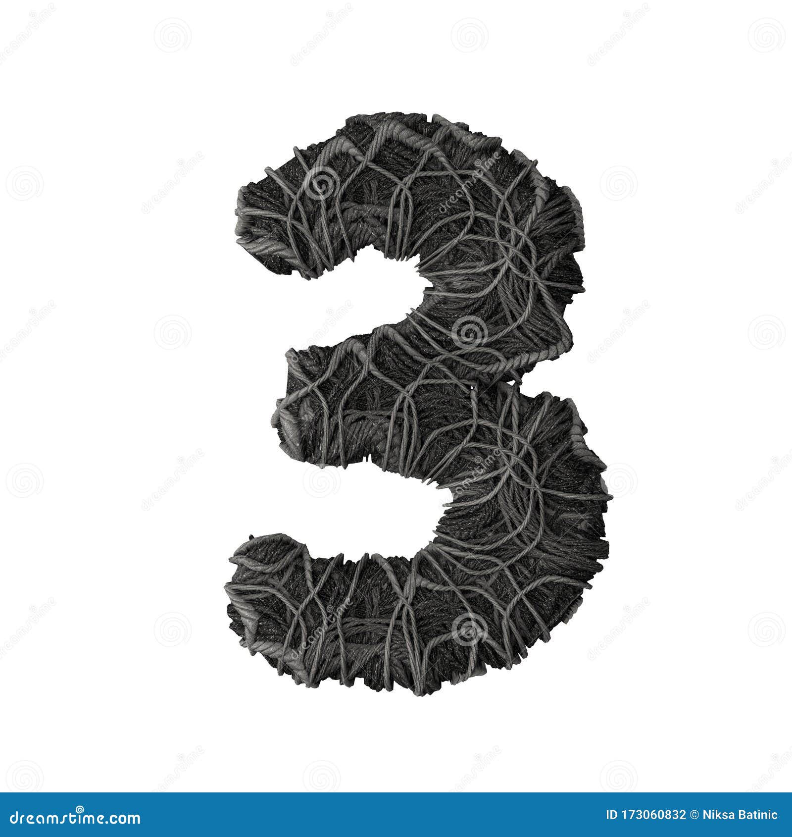 Number 3 Stylized in the Form of a Rope Pile Stock Illustration ...