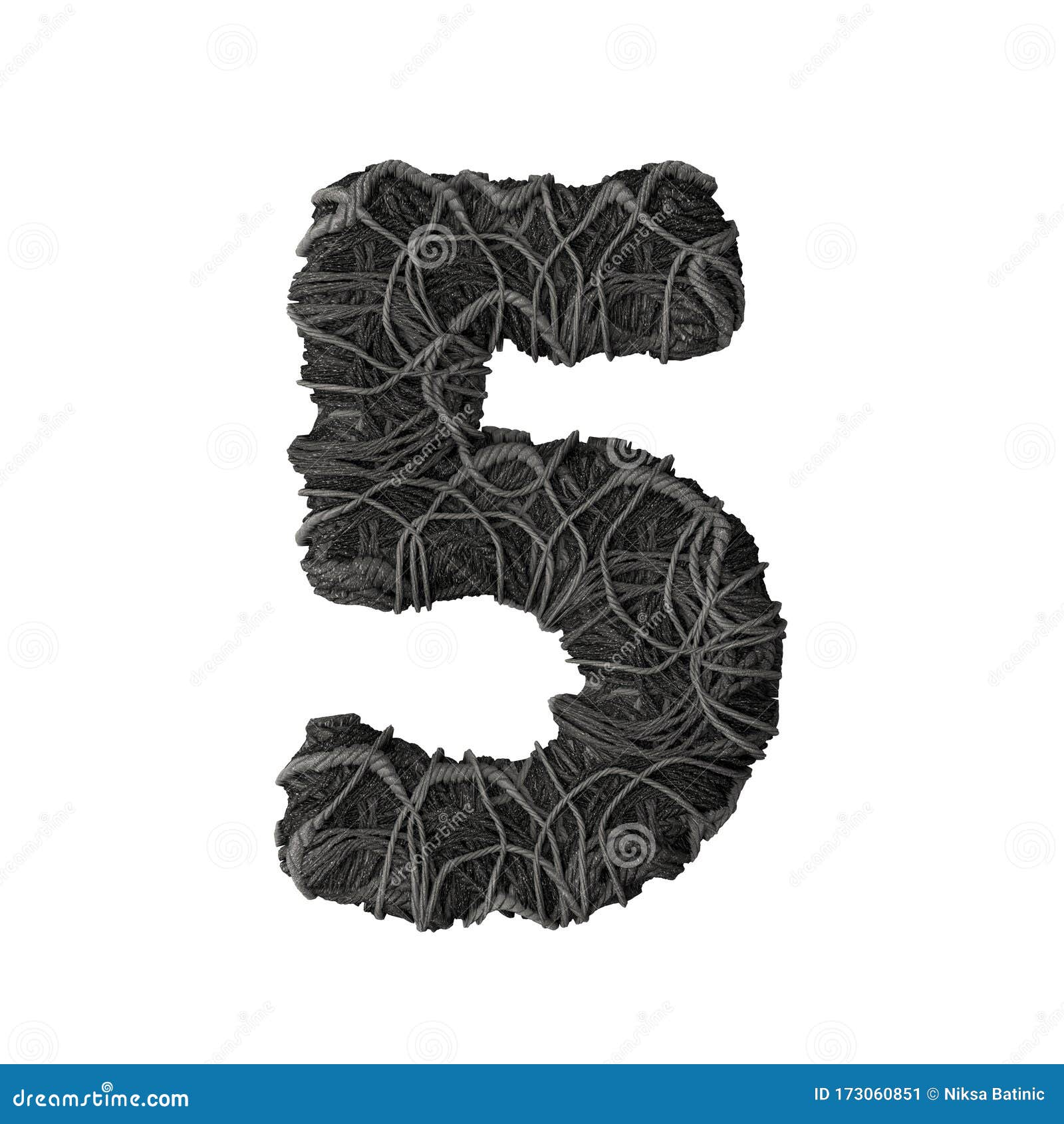 Number 5 Stylized in the Form of a Rope Pile Stock Illustration ...