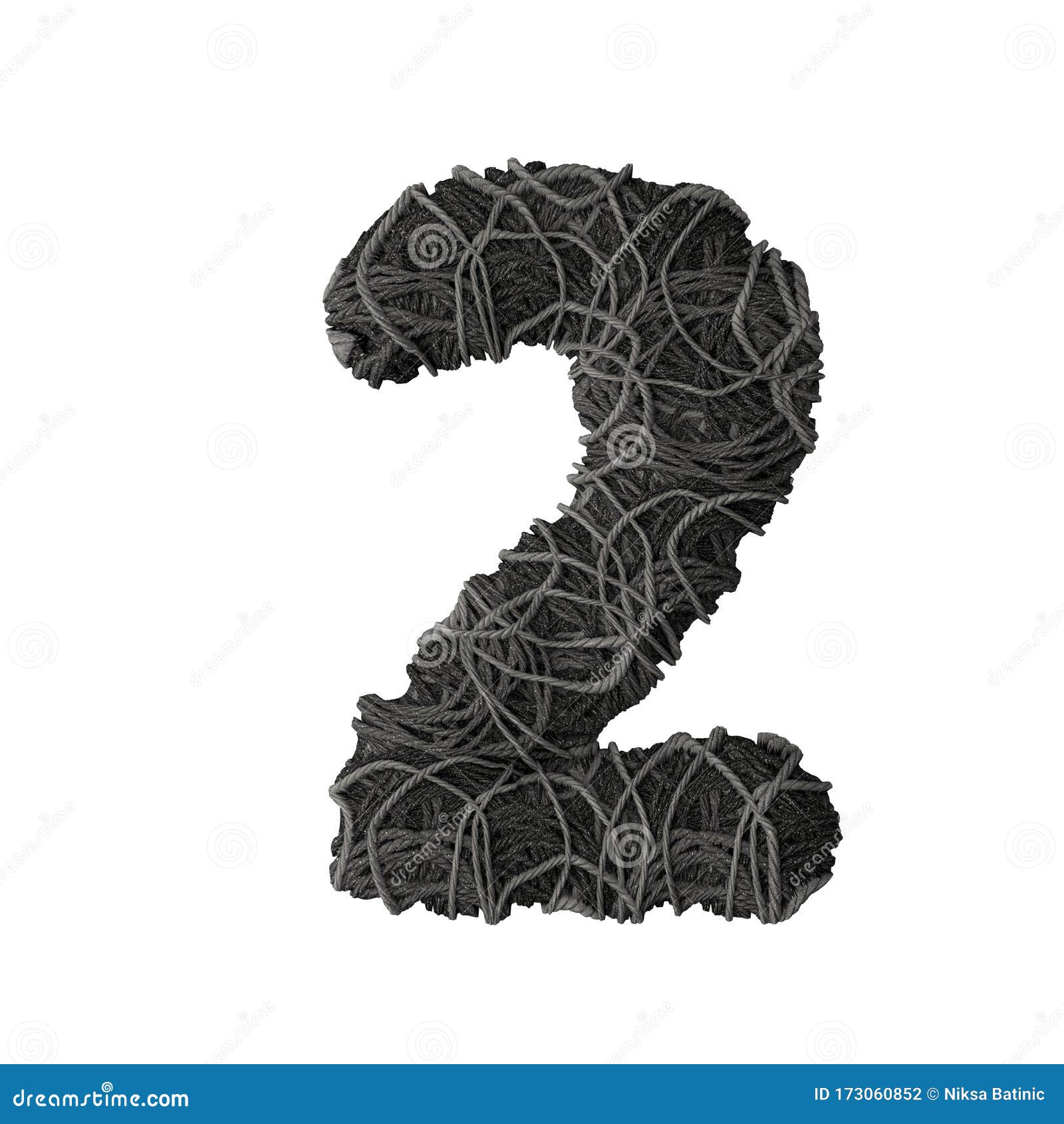 Number 2 Stylized in the Form of a Rope Pile Stock Illustration ...