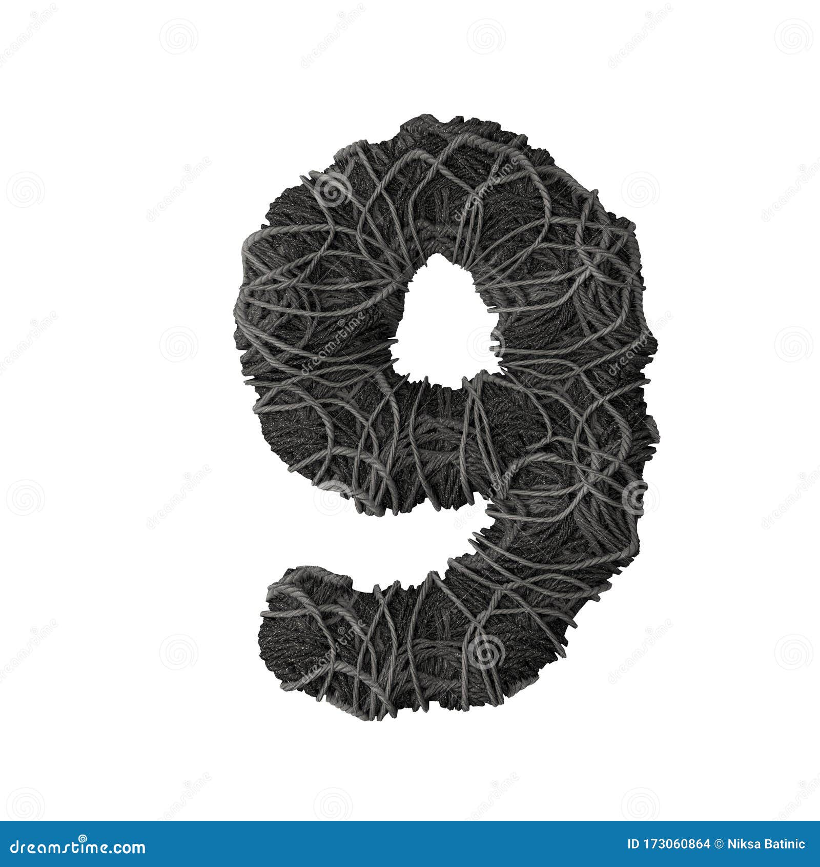 Number 9 Stylized in the Form of a Rope Pile Stock Illustration ...