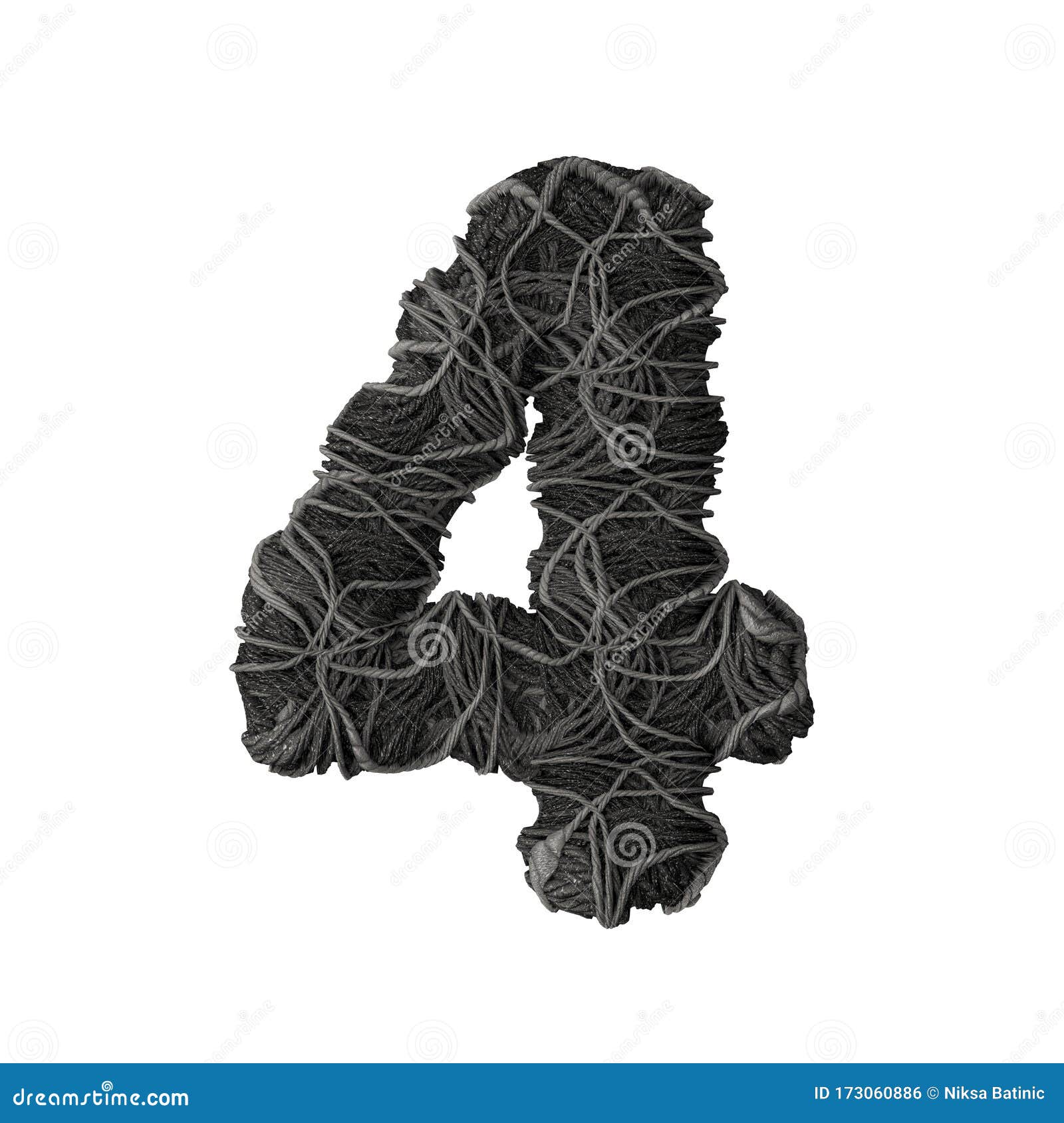 Number 4 Stylized in the Form of a Rope Pile Stock Illustration ...
