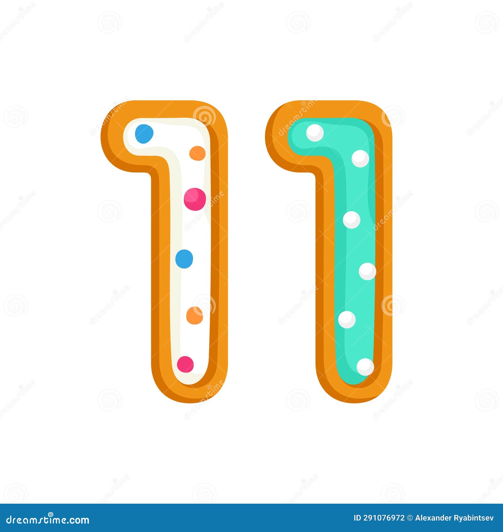 11 Number Sweet Glazed Doughnut Vector Illustration Stock Illustration ...