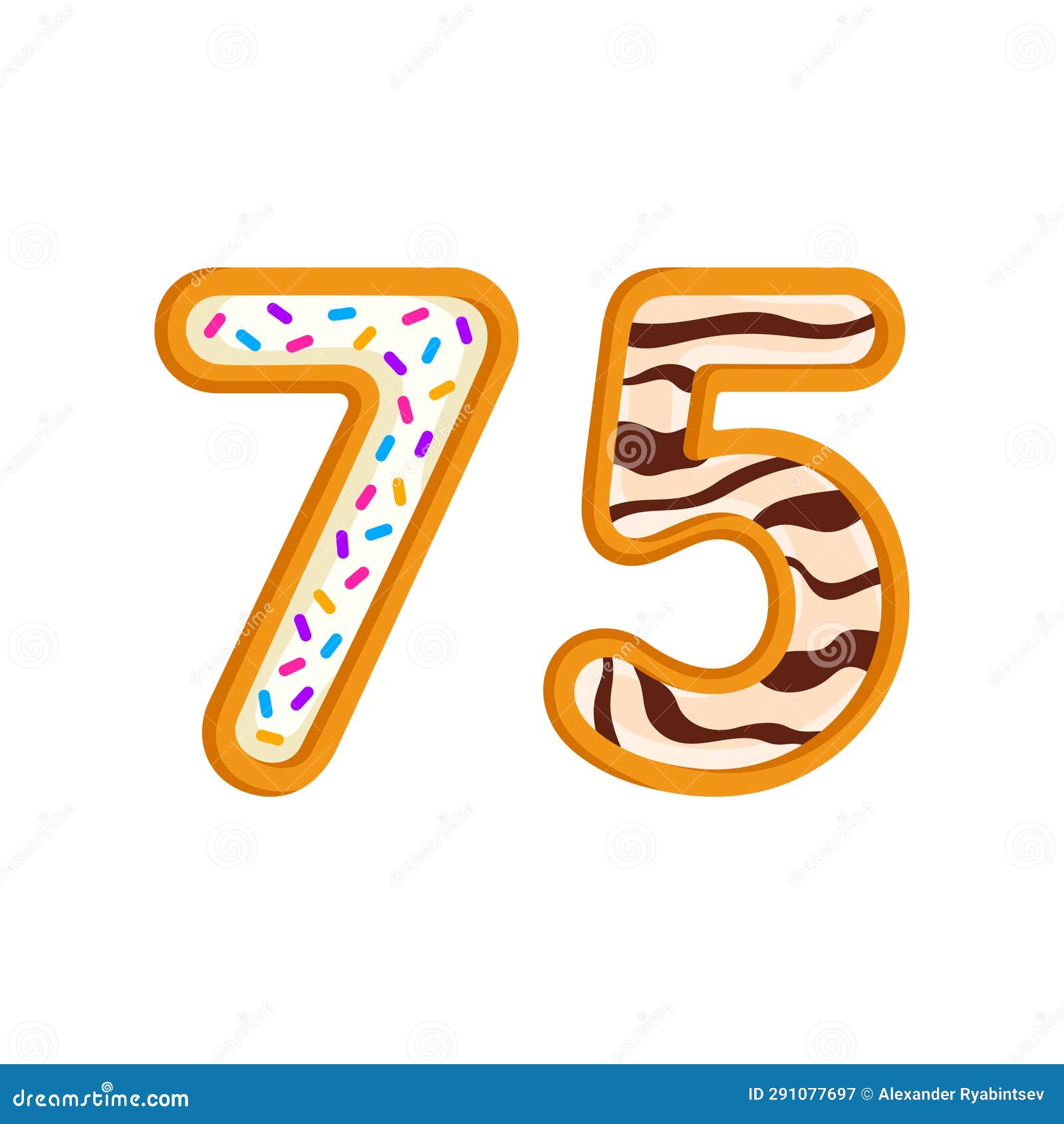 75 Number Sweet Glazed Doughnut Vector Illustration Stock Vector ...