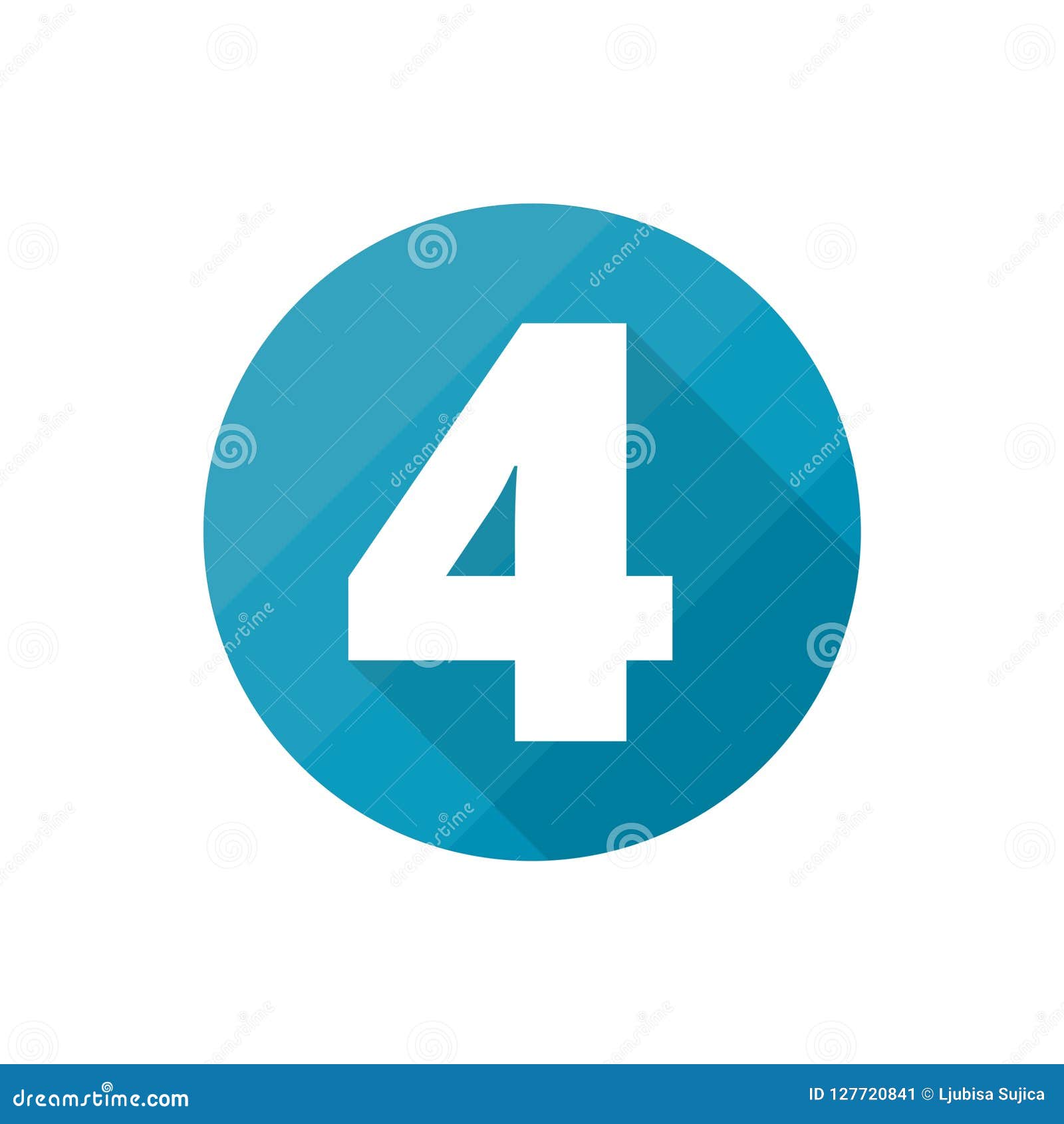 Number Symbol 4 Flat Icons Set With Long Shadow Stock Vector Illustration Of Button Abstract
