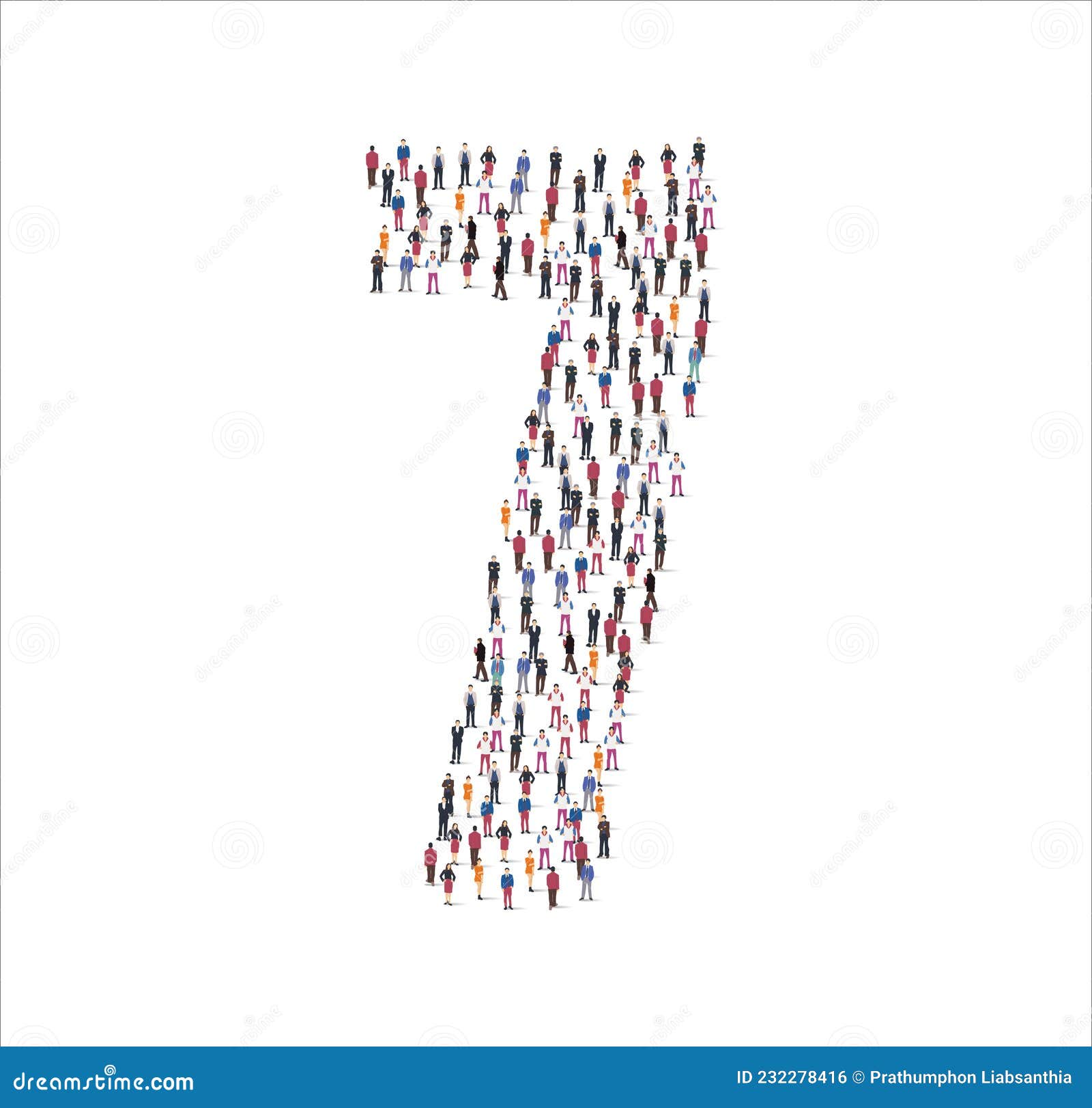 A Number 7 Symbol Made from a Large Group of People Stock Vector ...