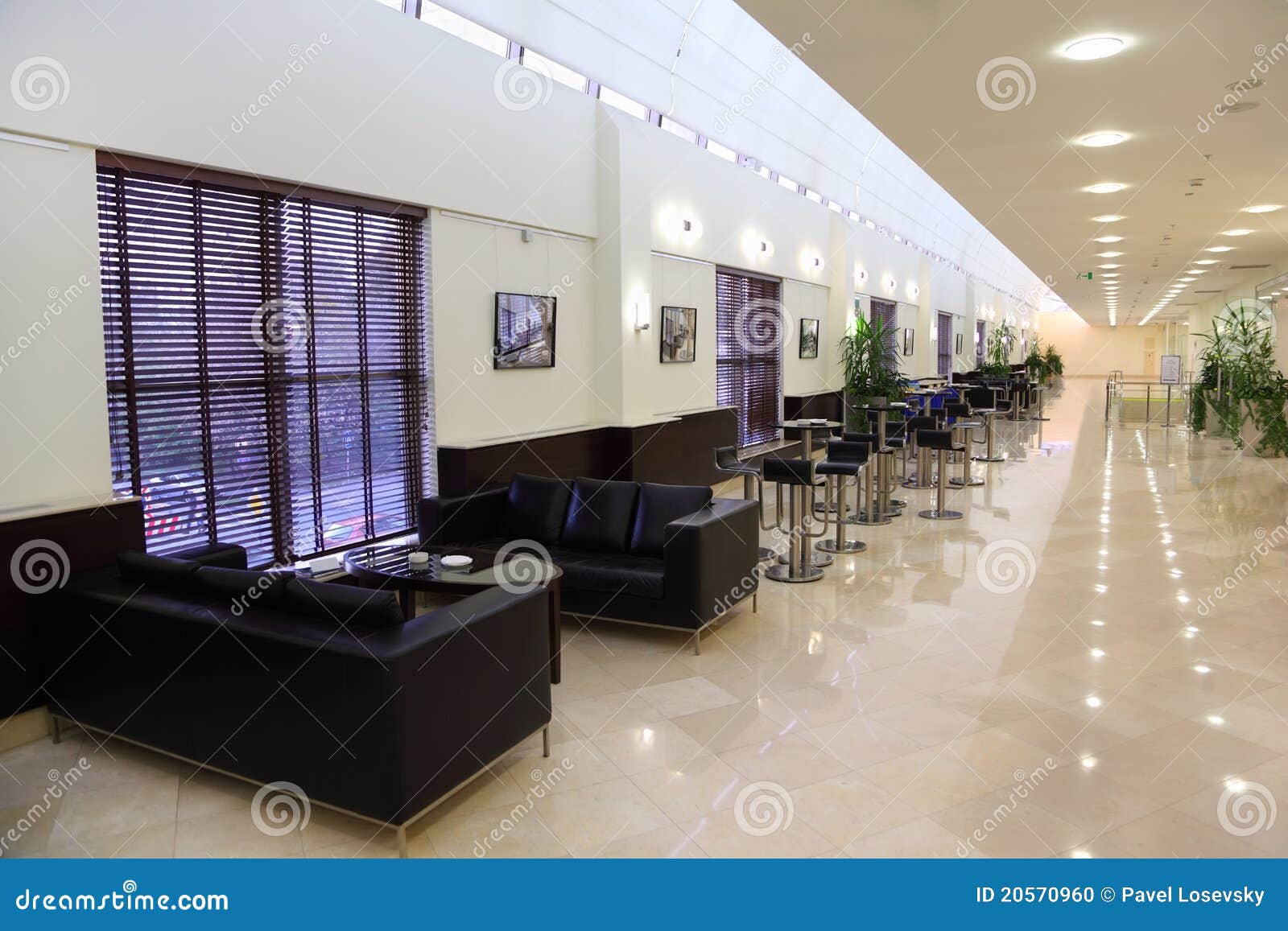Number of Tables and Sofas in Large Hall Stock Photo - Image of floor ...