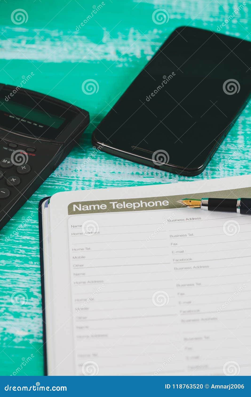 Number Telephone List on Page of Diary Book Planner Stock Photo - Image ...