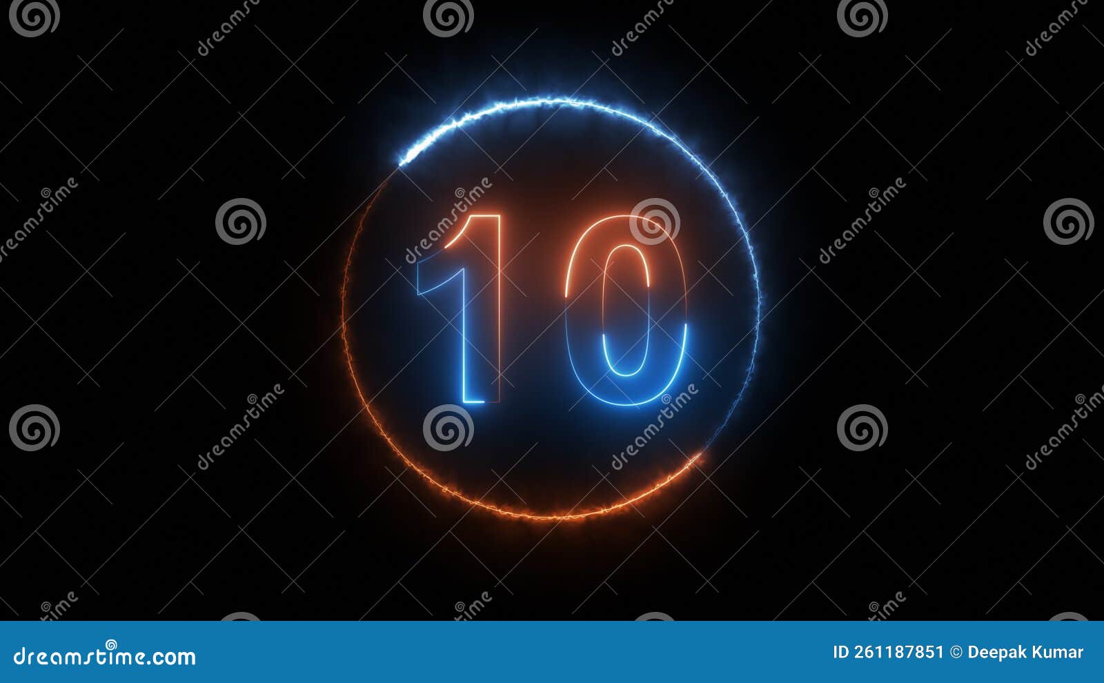 Number Ten Glowing in the Dark, 3d Render Stock Illustration ...