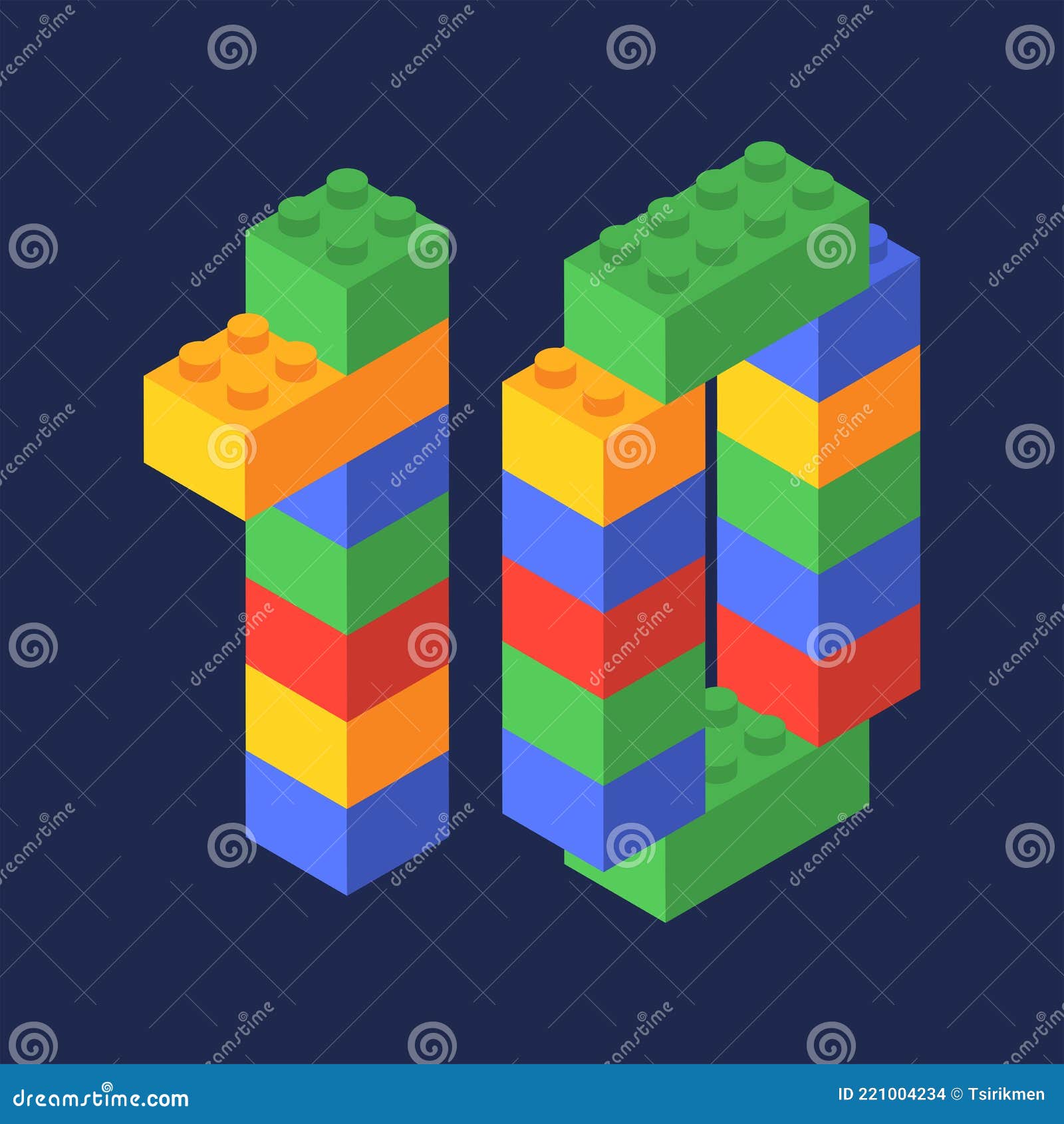 Number Ten in Isometric. Color Constructor Stock Vector - Illustration ...