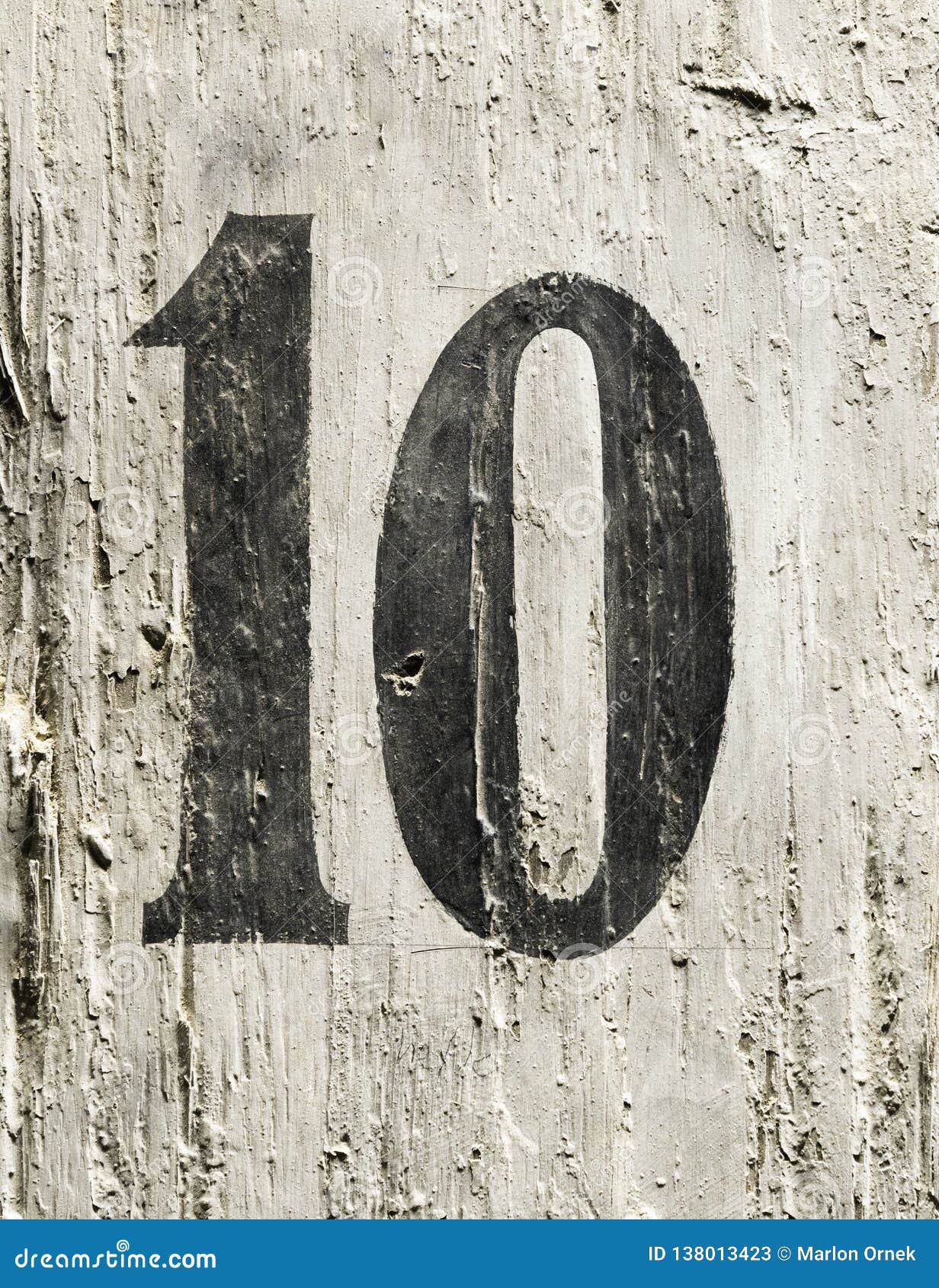 The Number Ten on Timber Post Stock Image - Image of texture, abstract ...
