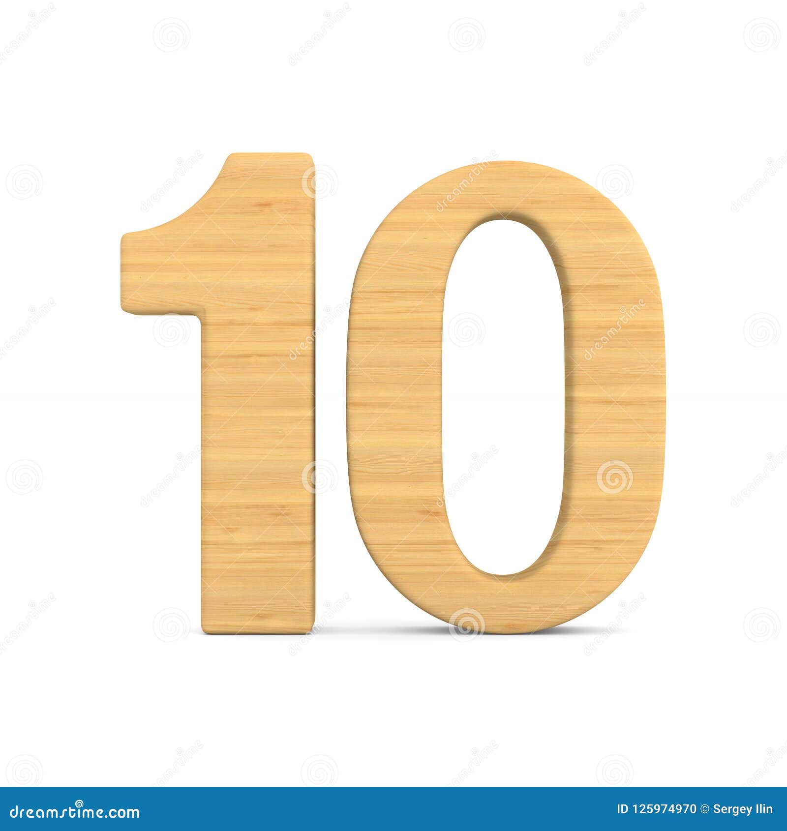 Number Ten on White Background. Isolated 3D Illustration Stock ...