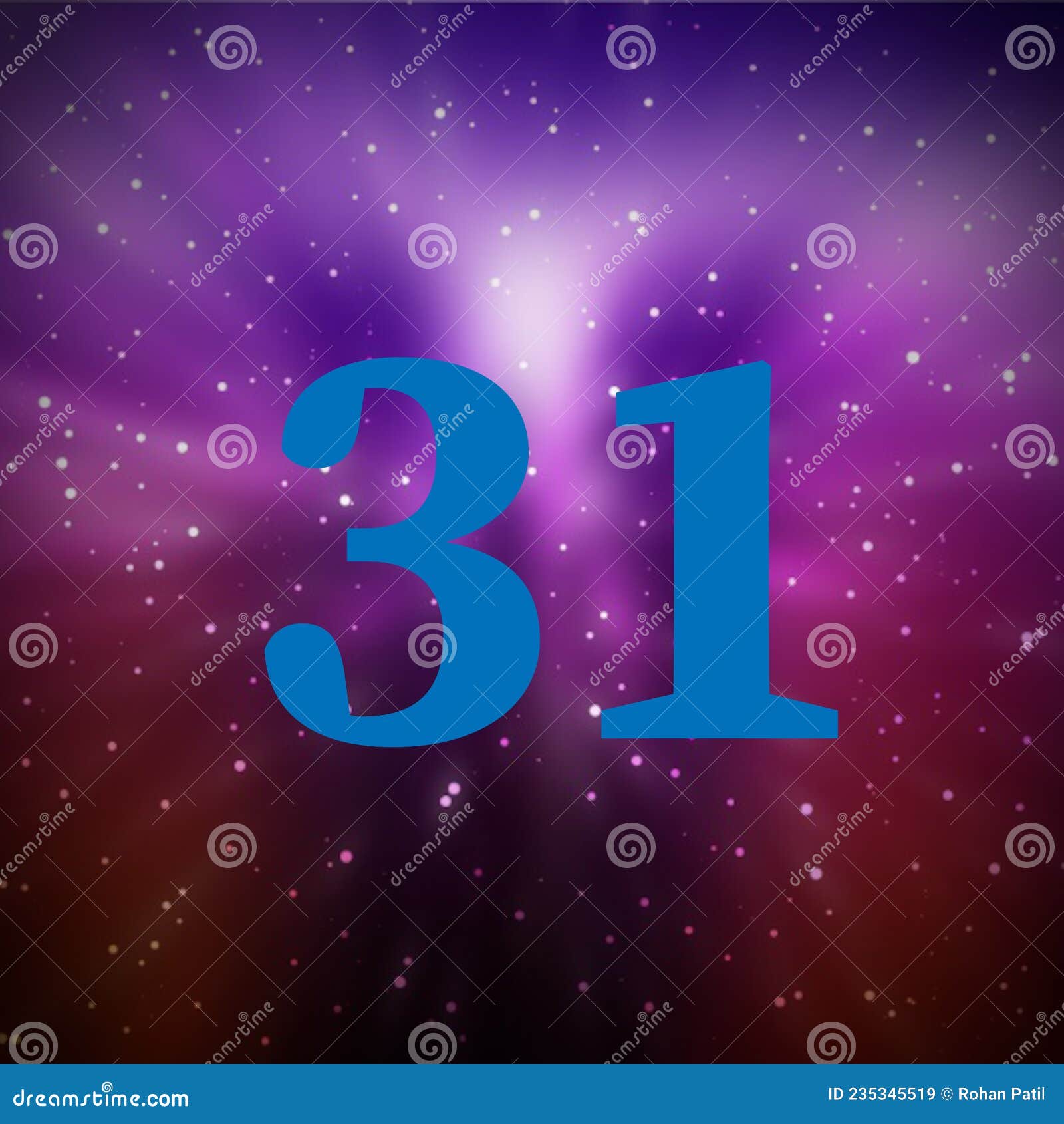 31 Number Text on Blue and Violet Colour Galaxy Background Stock ...