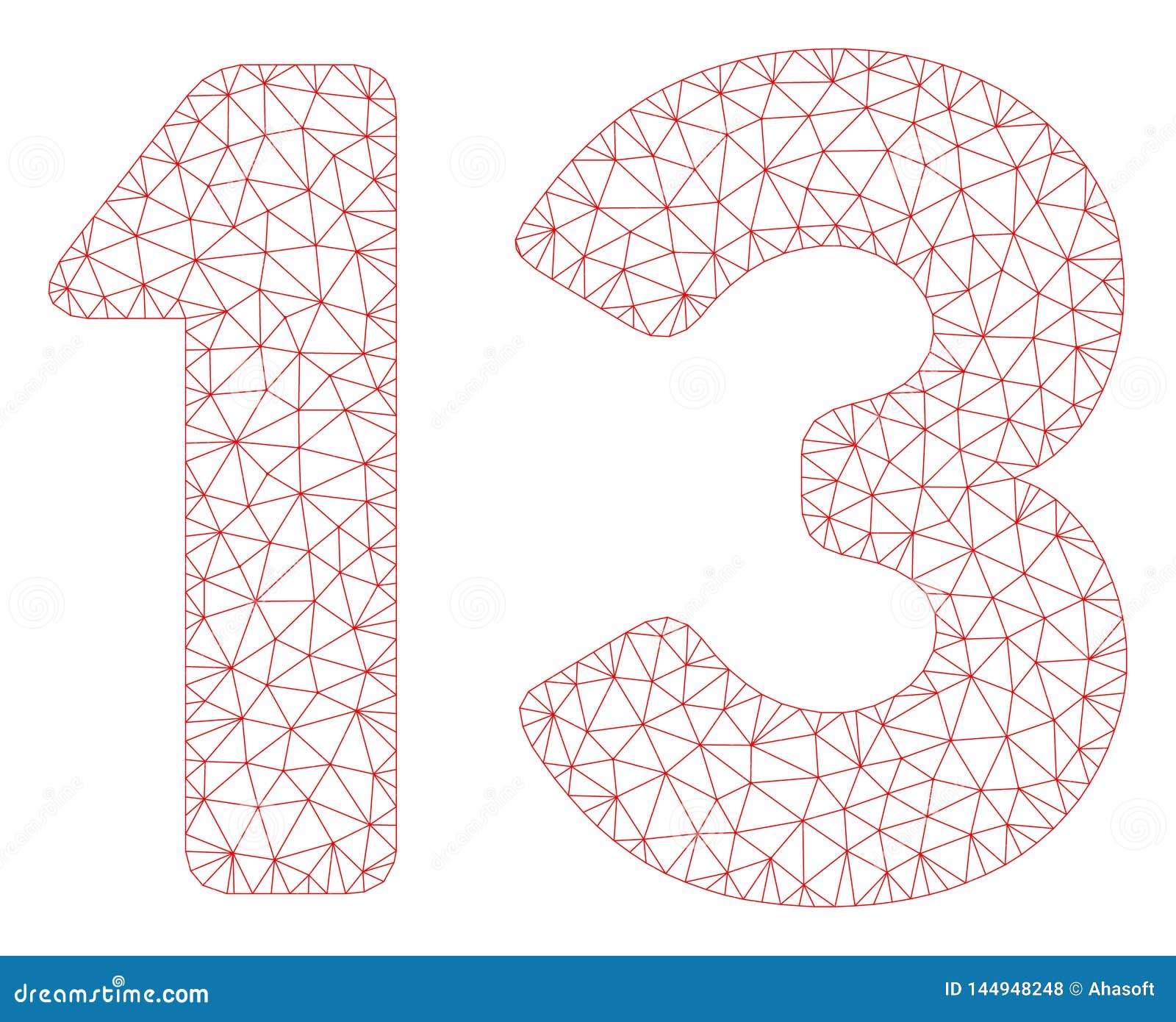 13 Number Text Polygonal Frame Vector Mesh Illustration Stock Vector ...