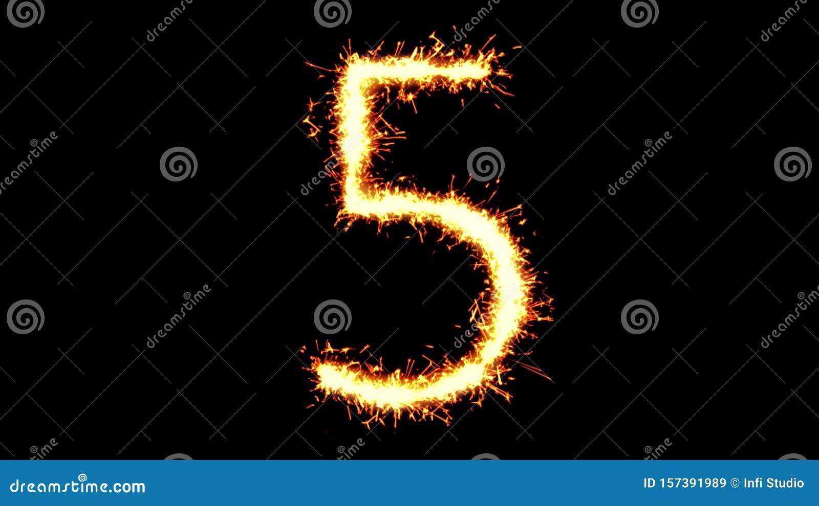 Number 5 Text Sparkler Glitter Sparks Firework Loop Animation Stock ...