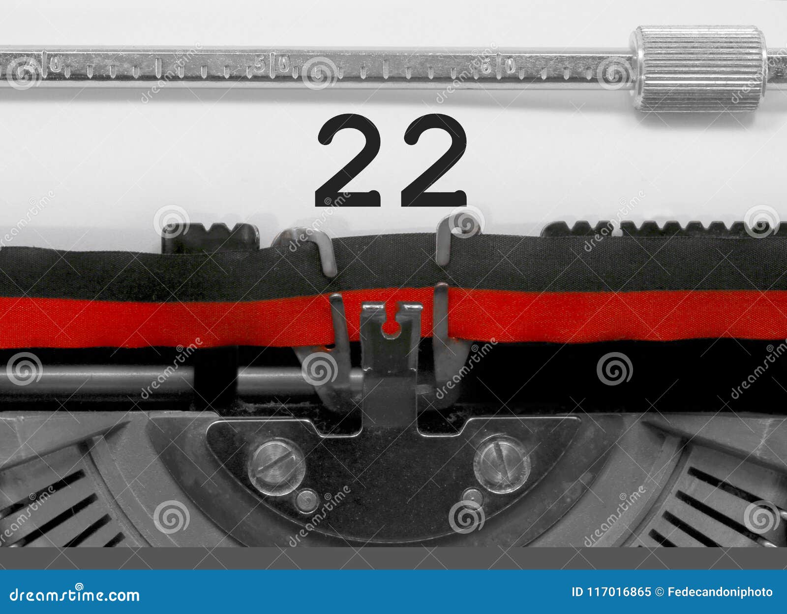 22 Number by the Old Typewriter on White Paper Stock Image - Image of ...