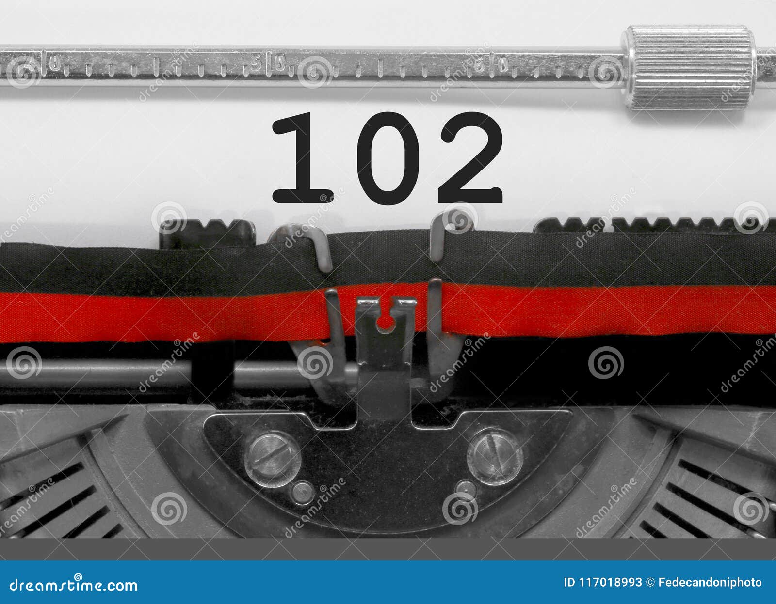 102 Number by the Old Typewriter on White Paper Stock Image - Image of ...
