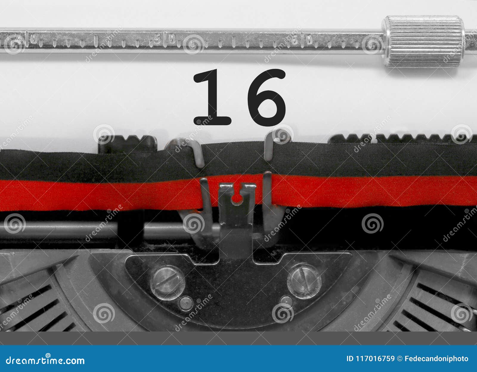 16 Number by the Old Typewriter on White Paper Stock Image - Image of ...