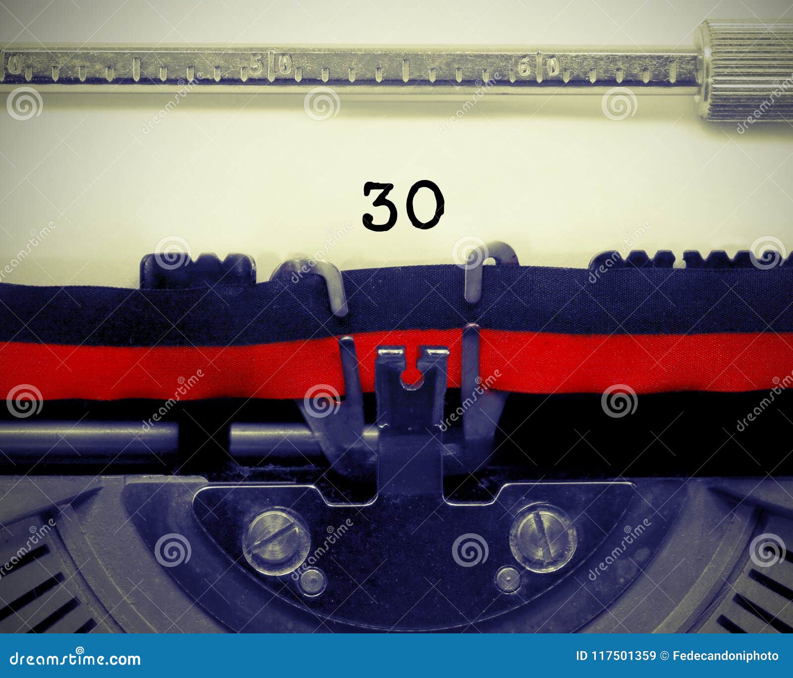 30 Number by the Old Typewriter on White Paper Stock Image - Image of ...