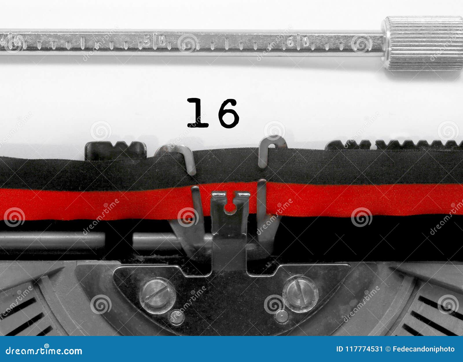 16 Number by the Old Typewriter on White Paper Stock Image - Image of ...