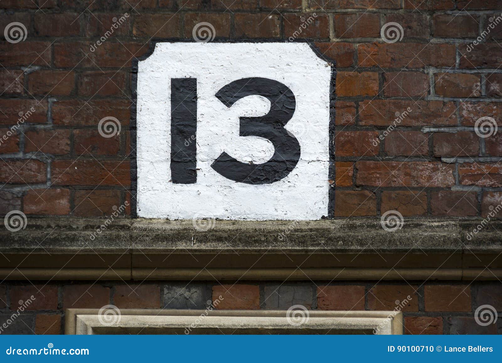 Number Thirteen Hand Painted on Plaster Background Stock Photo - Image ...