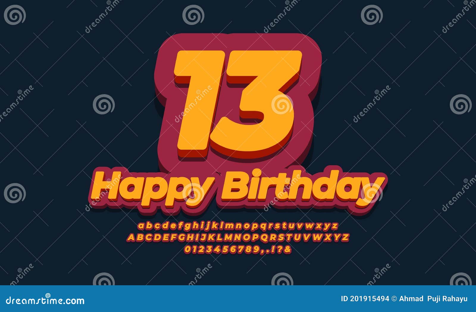Thirteen 13 Year Birthday Greeting Card Number Vector Illustration ... Thirteen 13 Year Birthday Greeting Card Number Vector Illustration ...