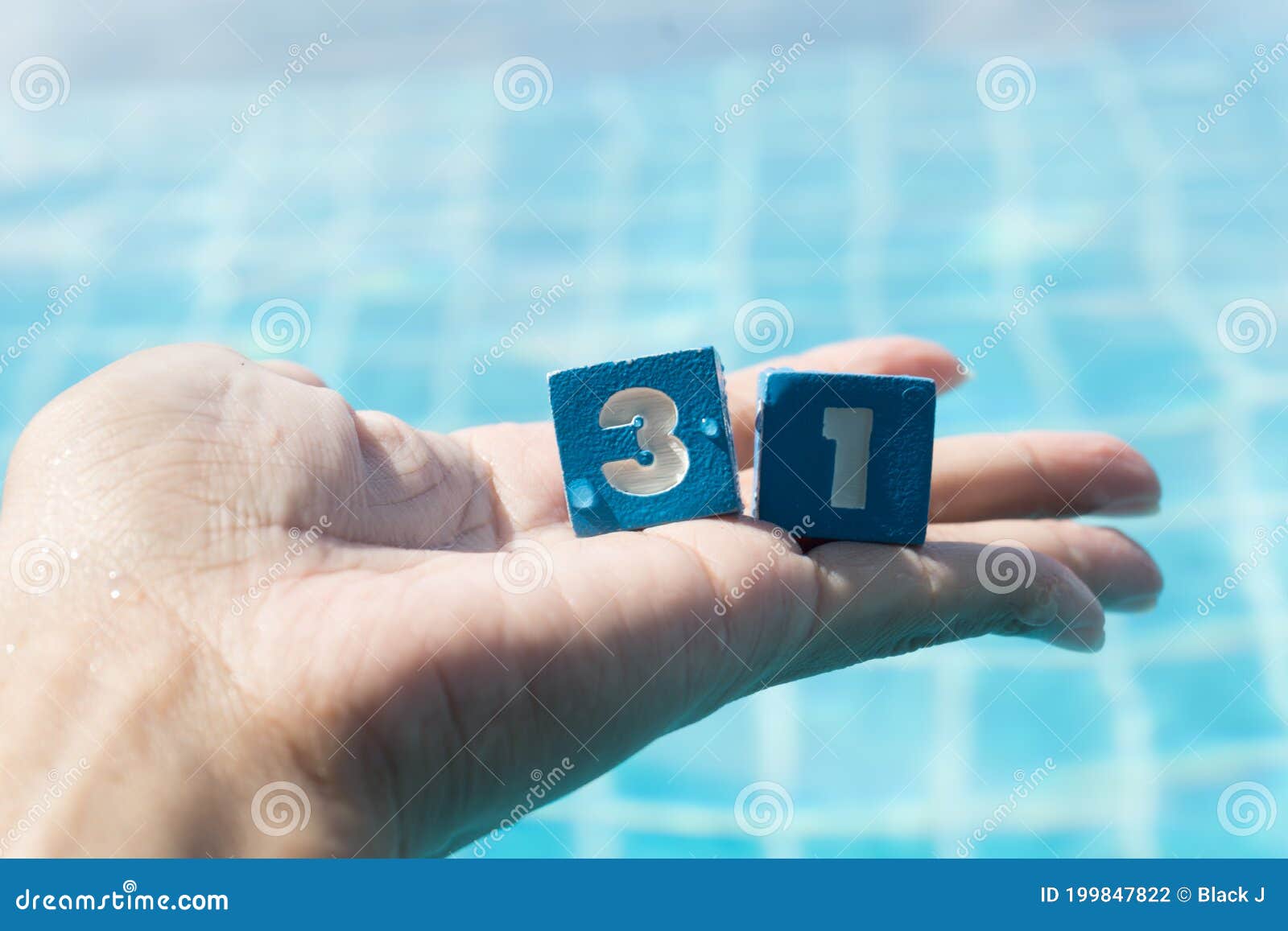 Number Thirty One on Hand with Blue Background Stock Photo - Image of ...