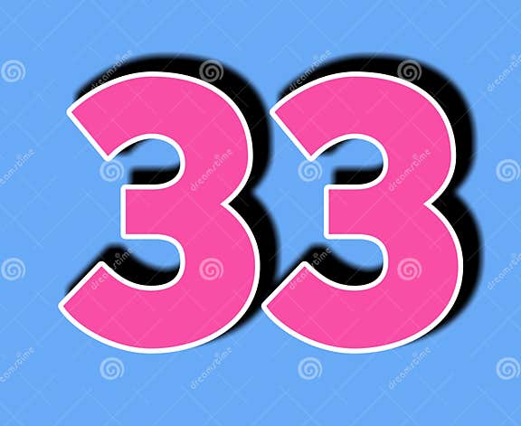 Number 33 Thirty Three with Shadow on Blue Background Stock ...