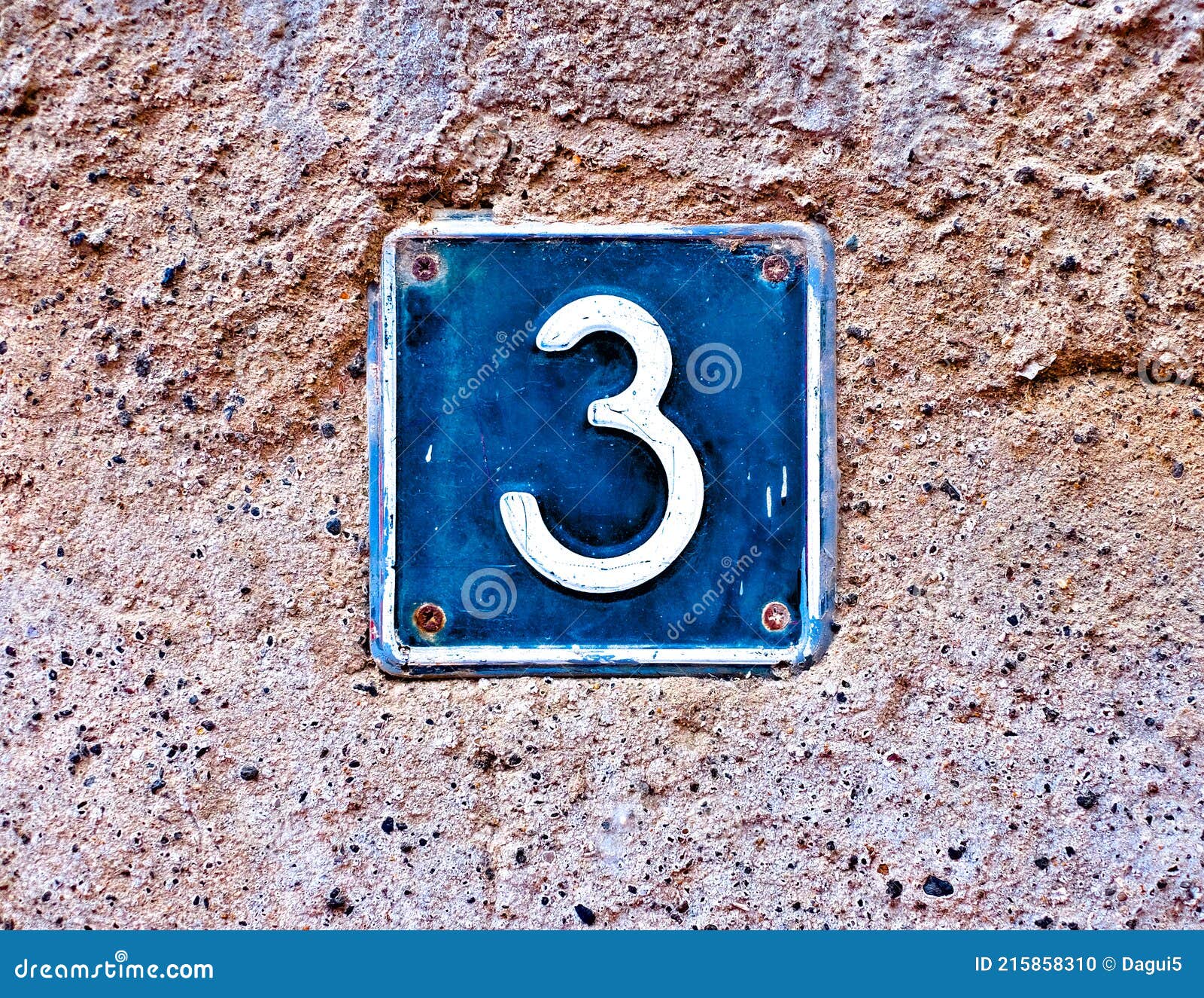 Number 3, Three, Big Blue Plate with a Number. Stock Photo - Image of ...