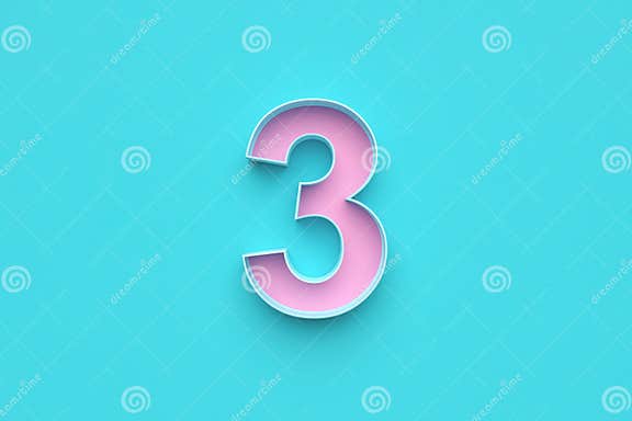 Number Three on Blue Background Stock Illustration - Illustration of ...
