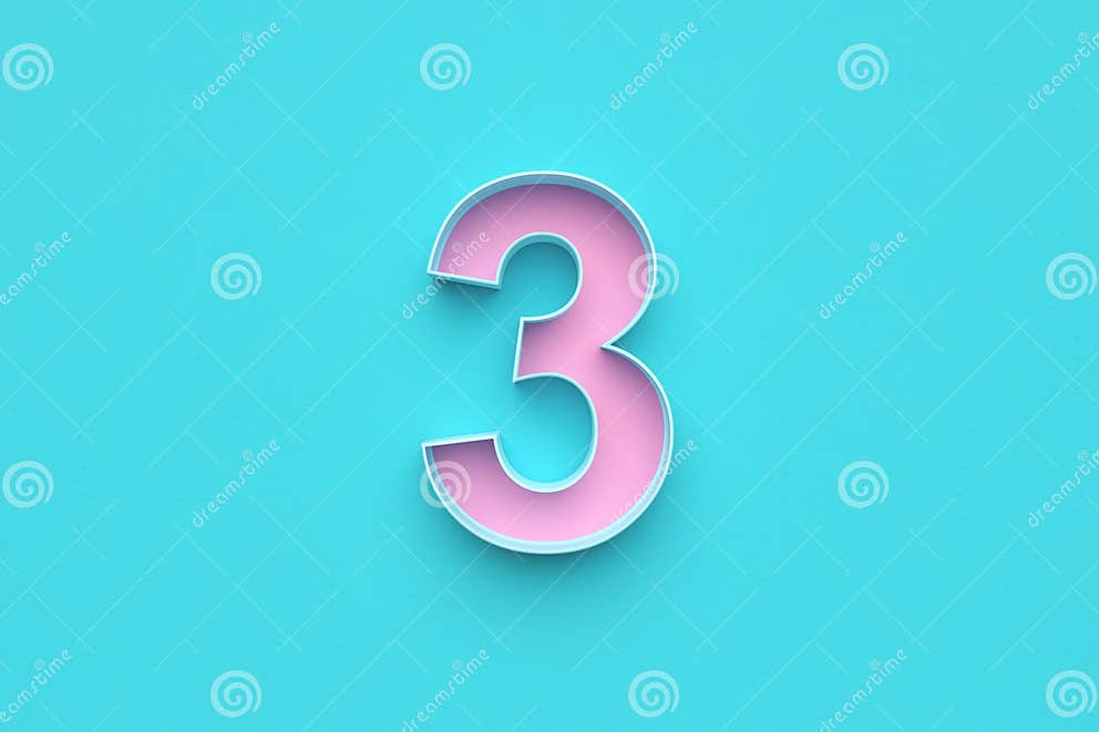 Number Three on Blue Background Stock Illustration - Illustration of ...