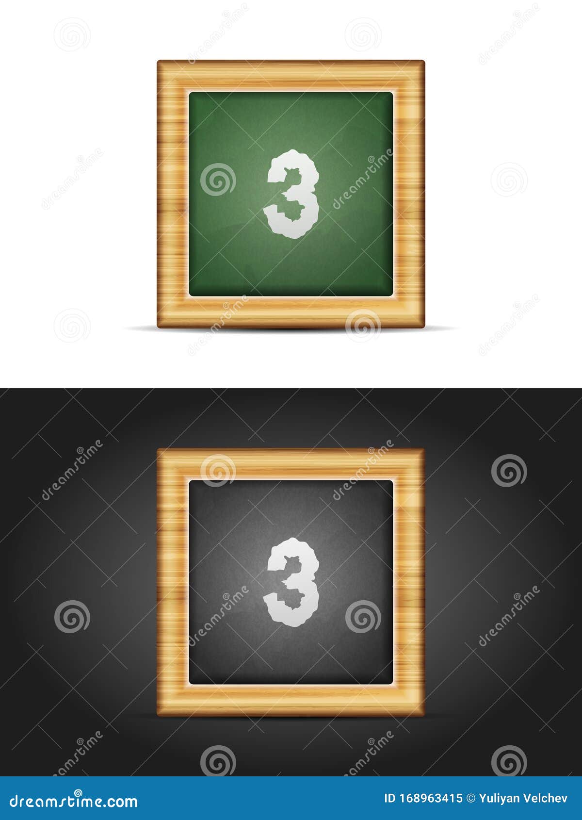 Number three on chalkboard stock vector. Illustration of green - 168963415